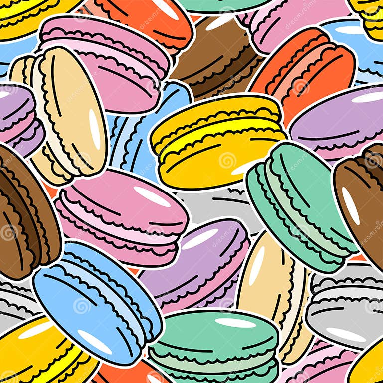 Macaroon Pattern Seamless. Macaroons Colourful Dessert Background Stock ...