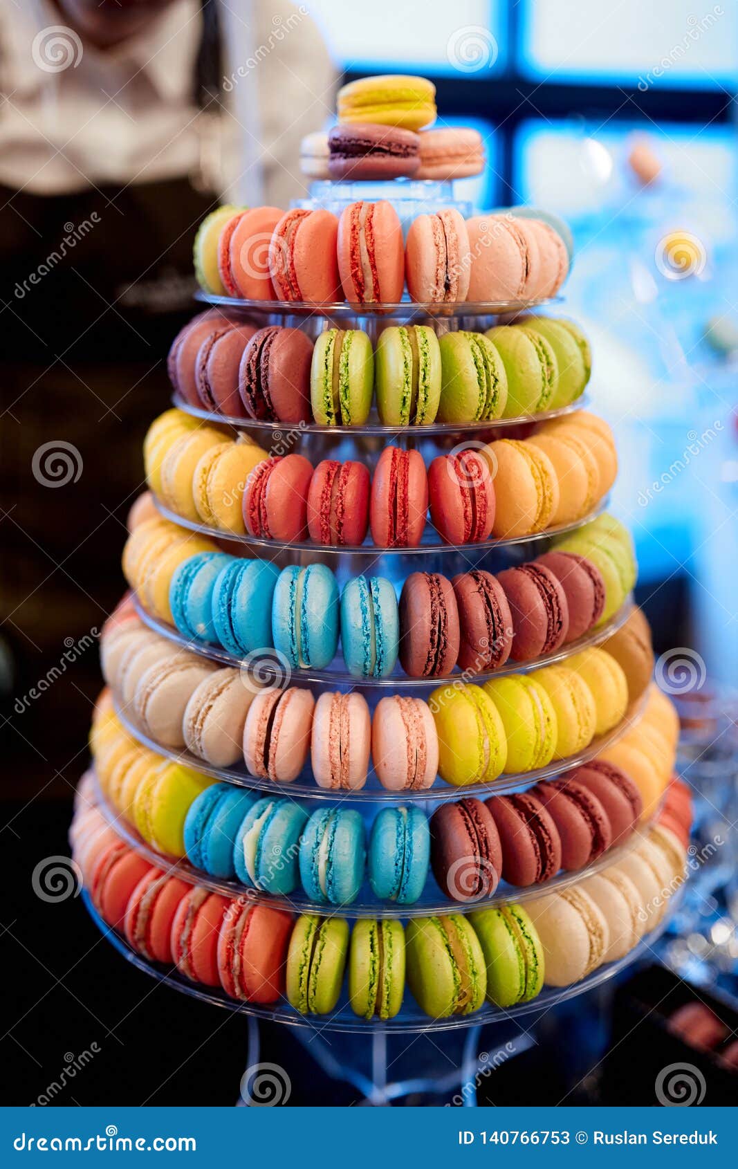 Macaroon Tower with Different Flavors Stock Image - Image of close ...