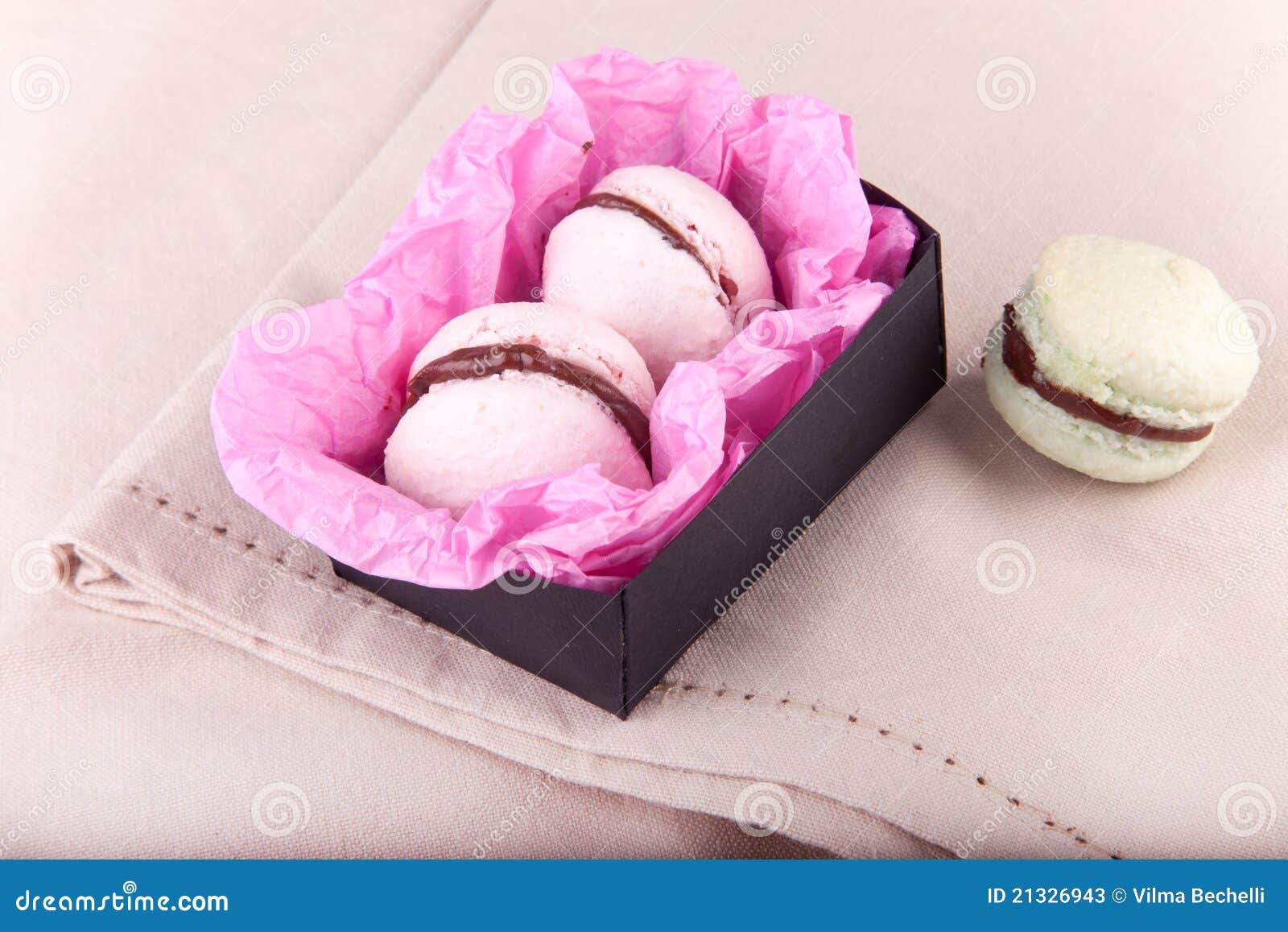Macaroons in the box stock image. Image of yellow, close - 21326943