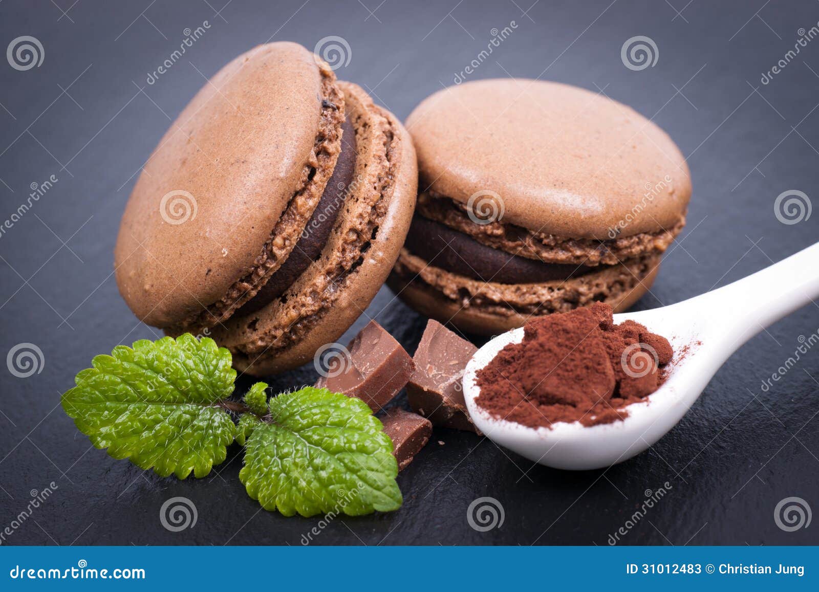 Macaroons with chocolate stock image. Image of macaron - 31012483
