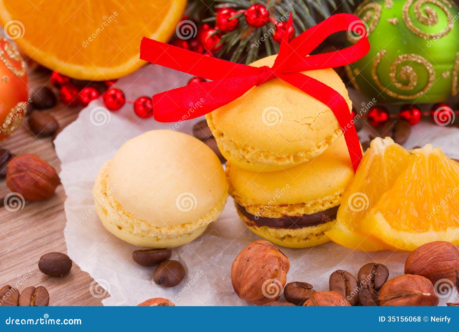 Macaroons with Christmas Tree and Decorations Stock Photo - Image of ...
