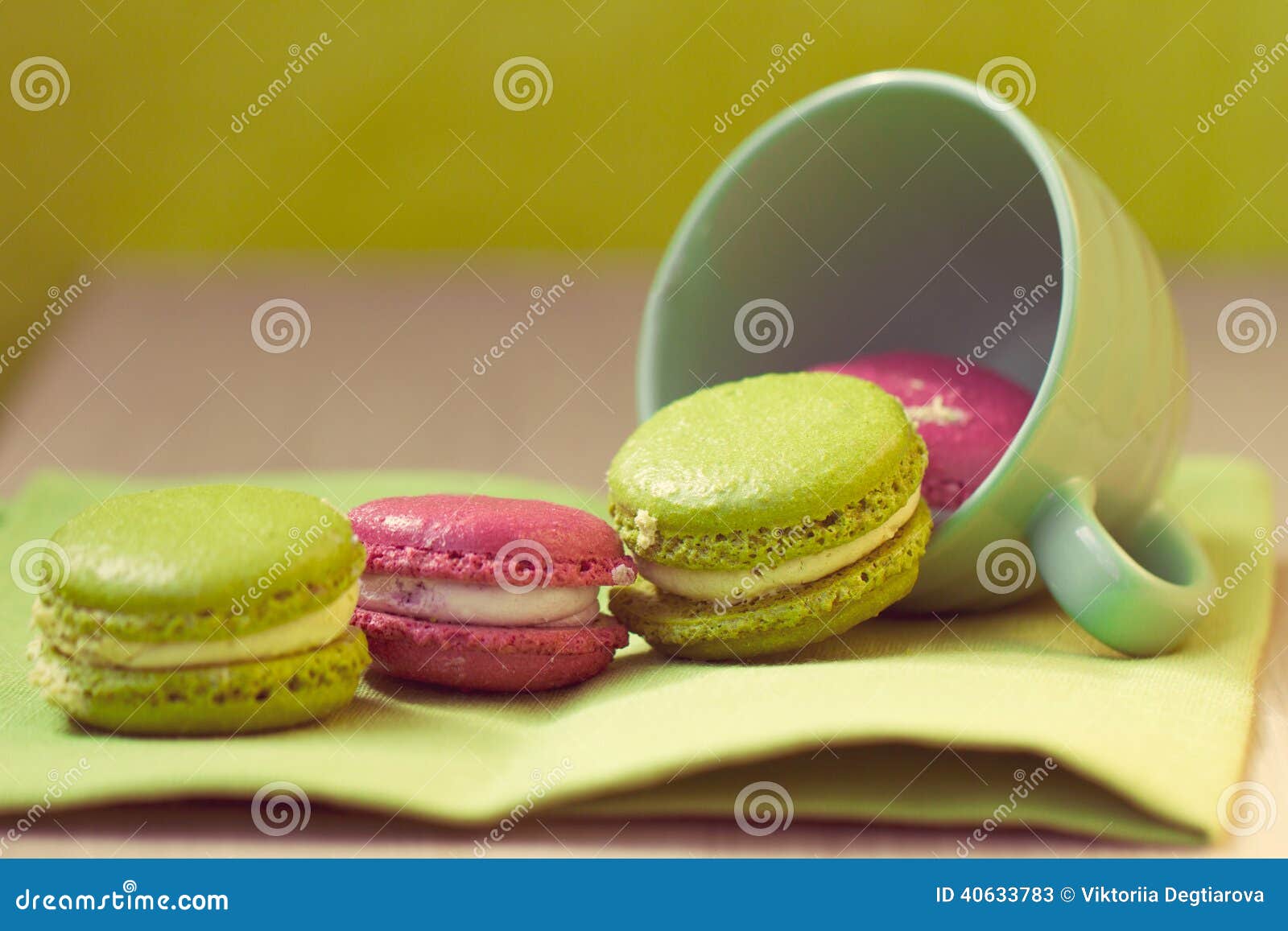 Macaroons in Cup on Wooden Table Stock Image - Image of pastel, sweet ...