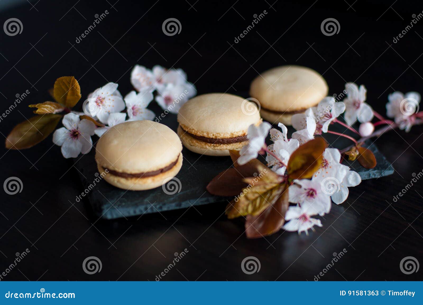 Macaroons Decorated with Flowers Stock Image - Image of homemade ...