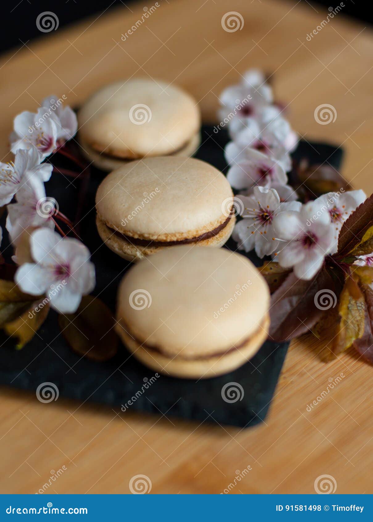 Macaroons Decorated with Flowers Stock Photo - Image of color, bokeh ...