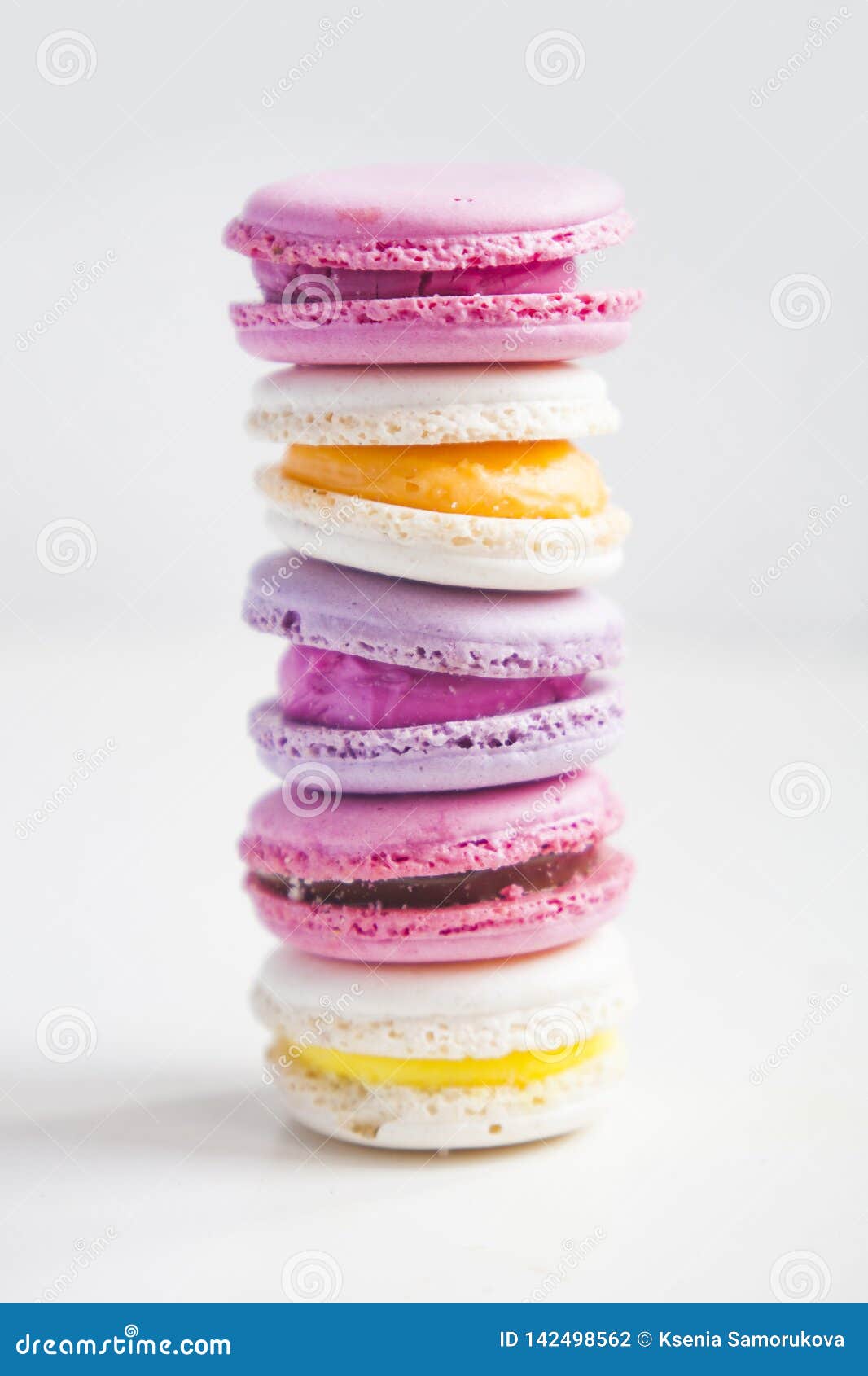 Macaroons Dessert Stack on White Background Stock Photo - Image of pink ...