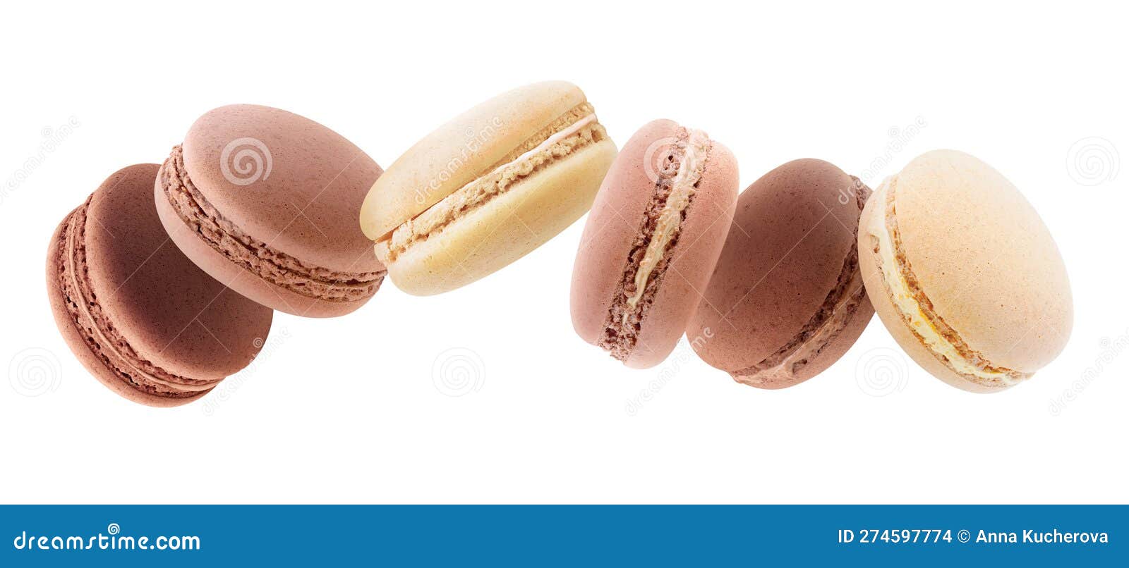 Macaroons of Different Shades of Brown Levitation, Isolated on White ...