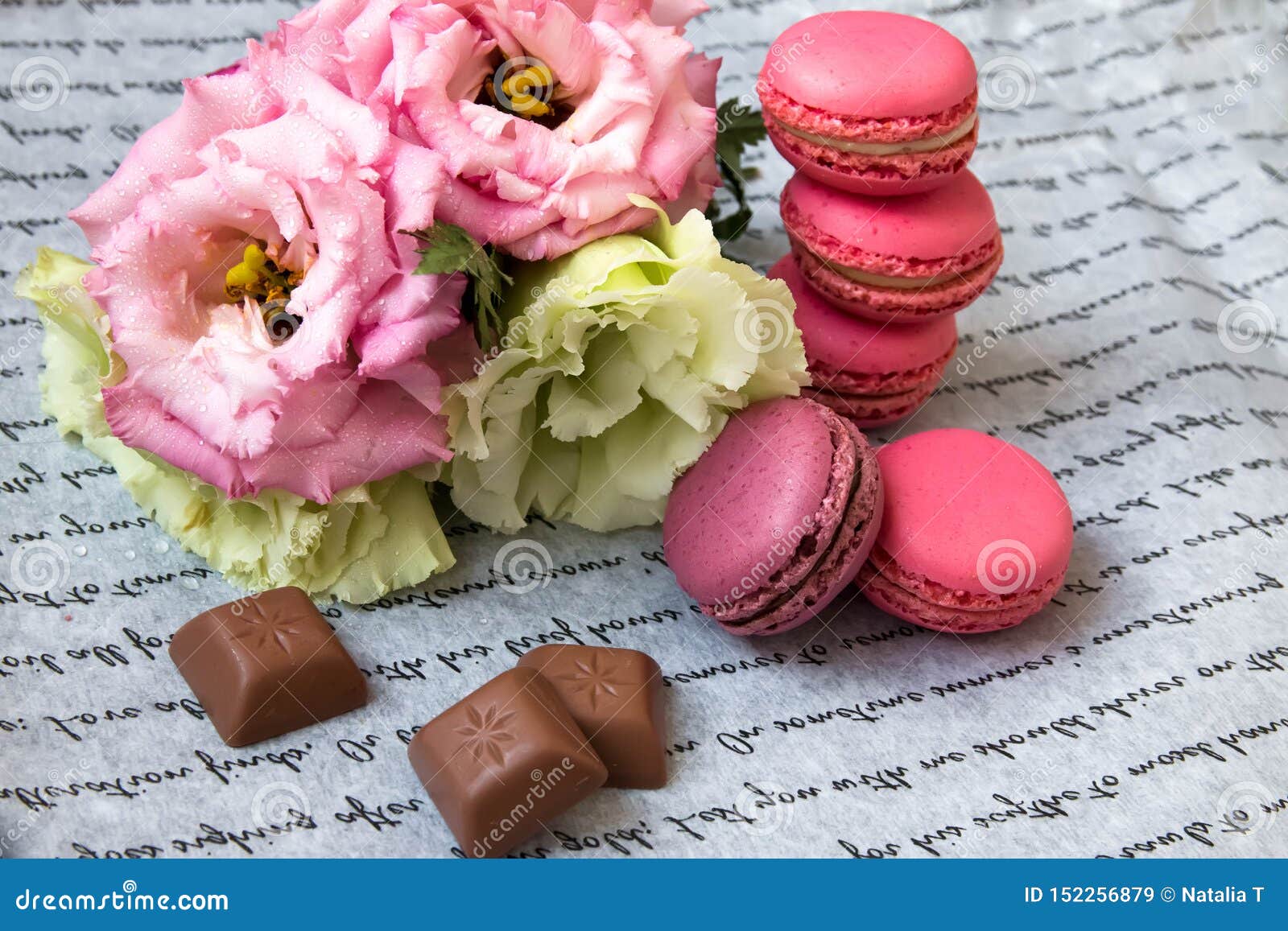 Macaroons with Flowers on Paper, with an Inscription Stock Image ...