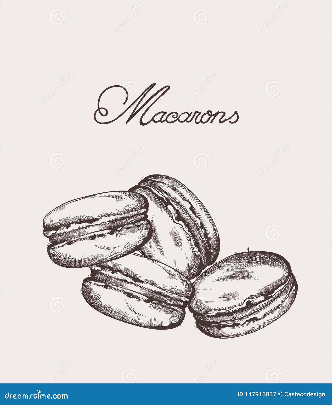 Macaroons Line Art Vector. Delicious Sweets Illustrations Stock Vector ...