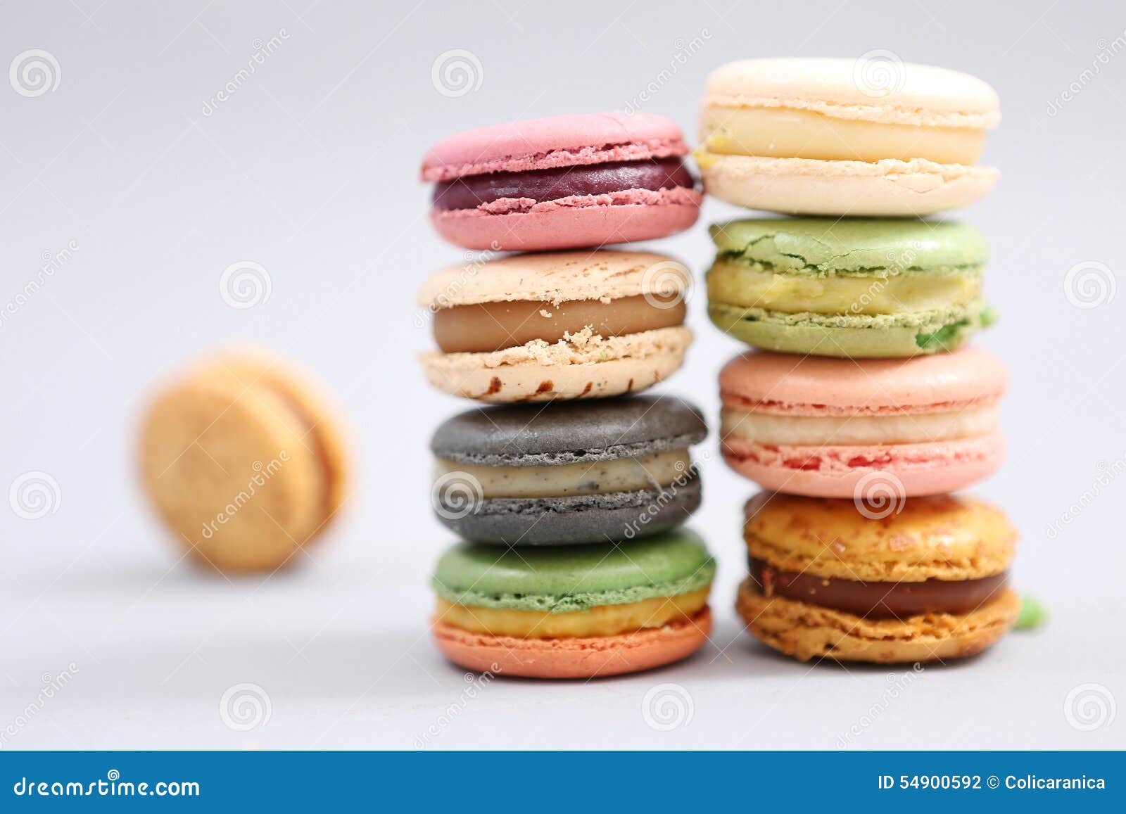 Macaroons in line stock photo. Image of gray, bakery - 54900592