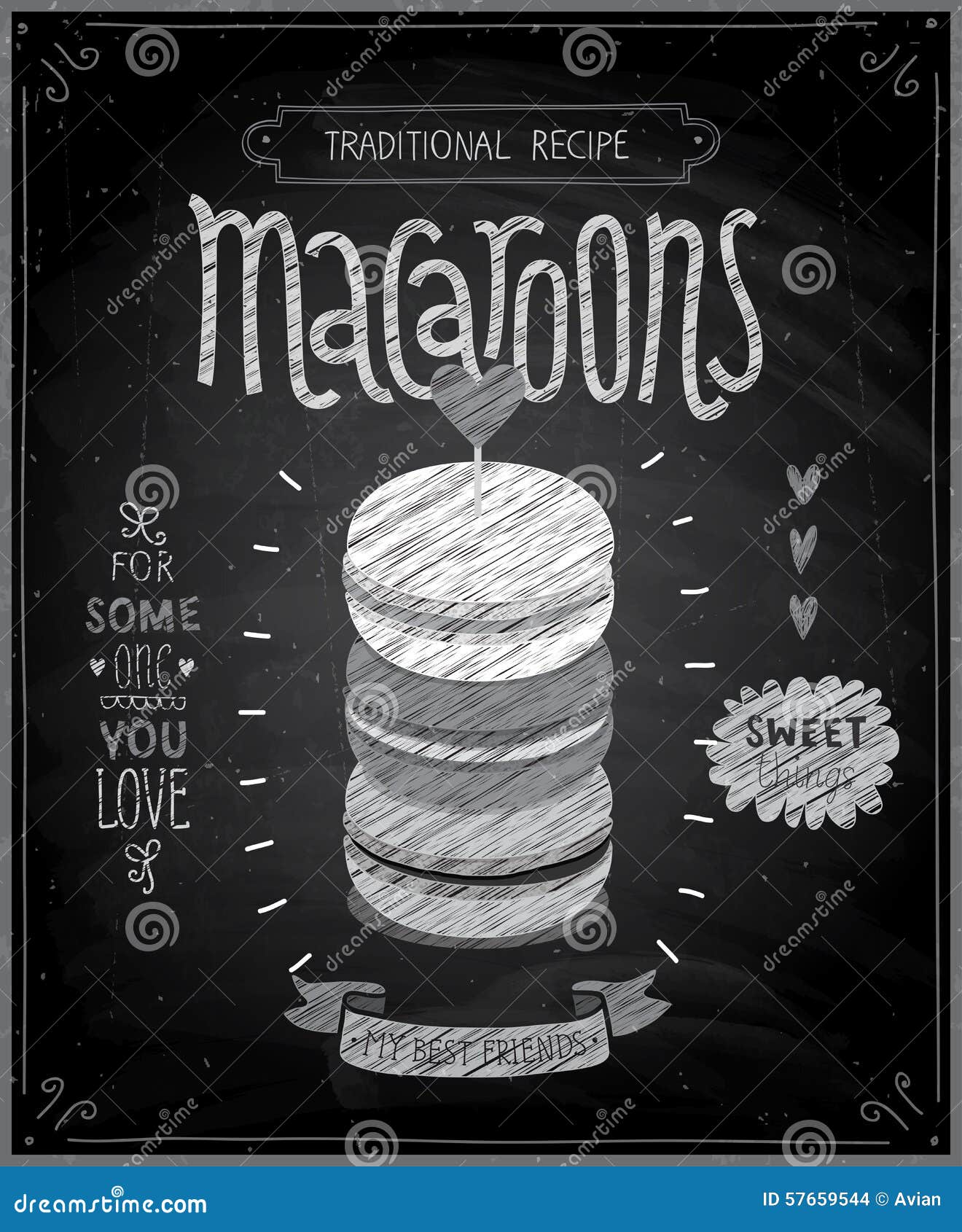 Macaroons Poster - Chalkboard Style. Stock Vector - Illustration of ...
