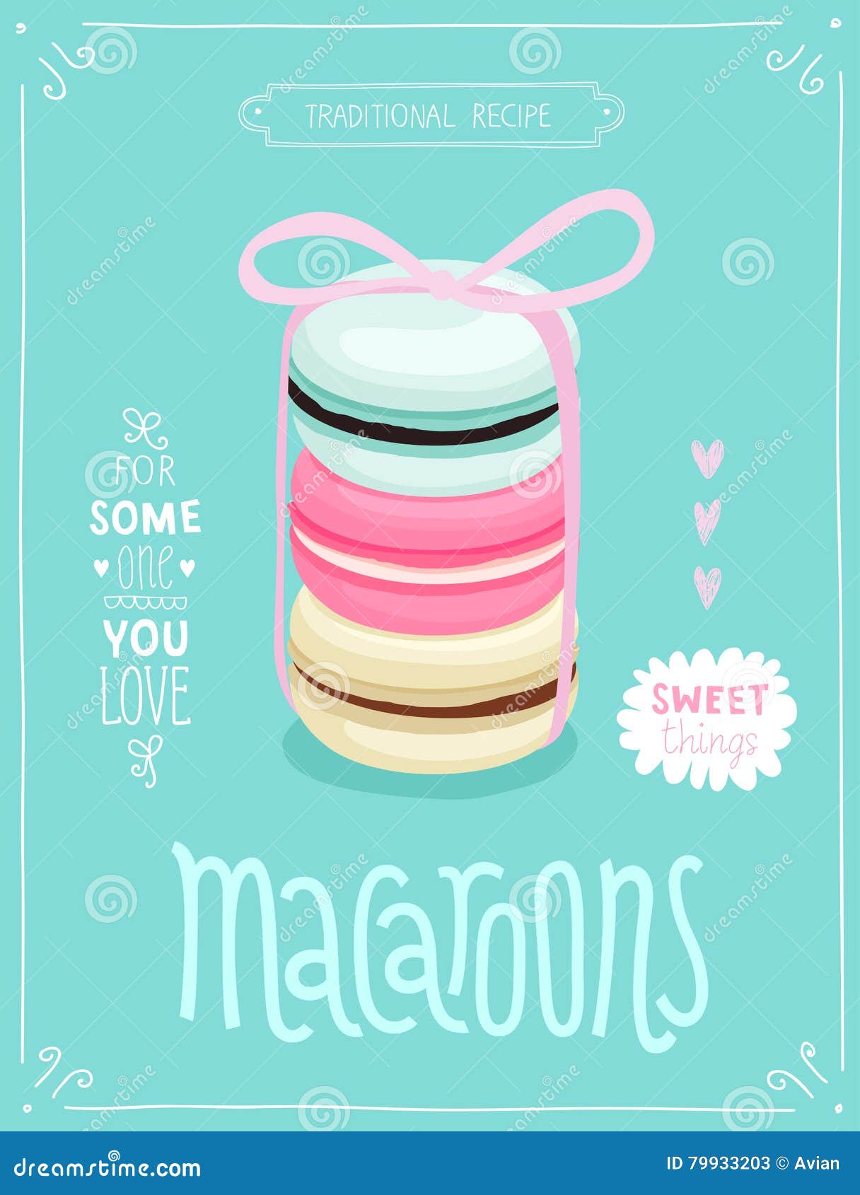 Macaroons Poster - Template For Your Design. Cartoon Vector ...