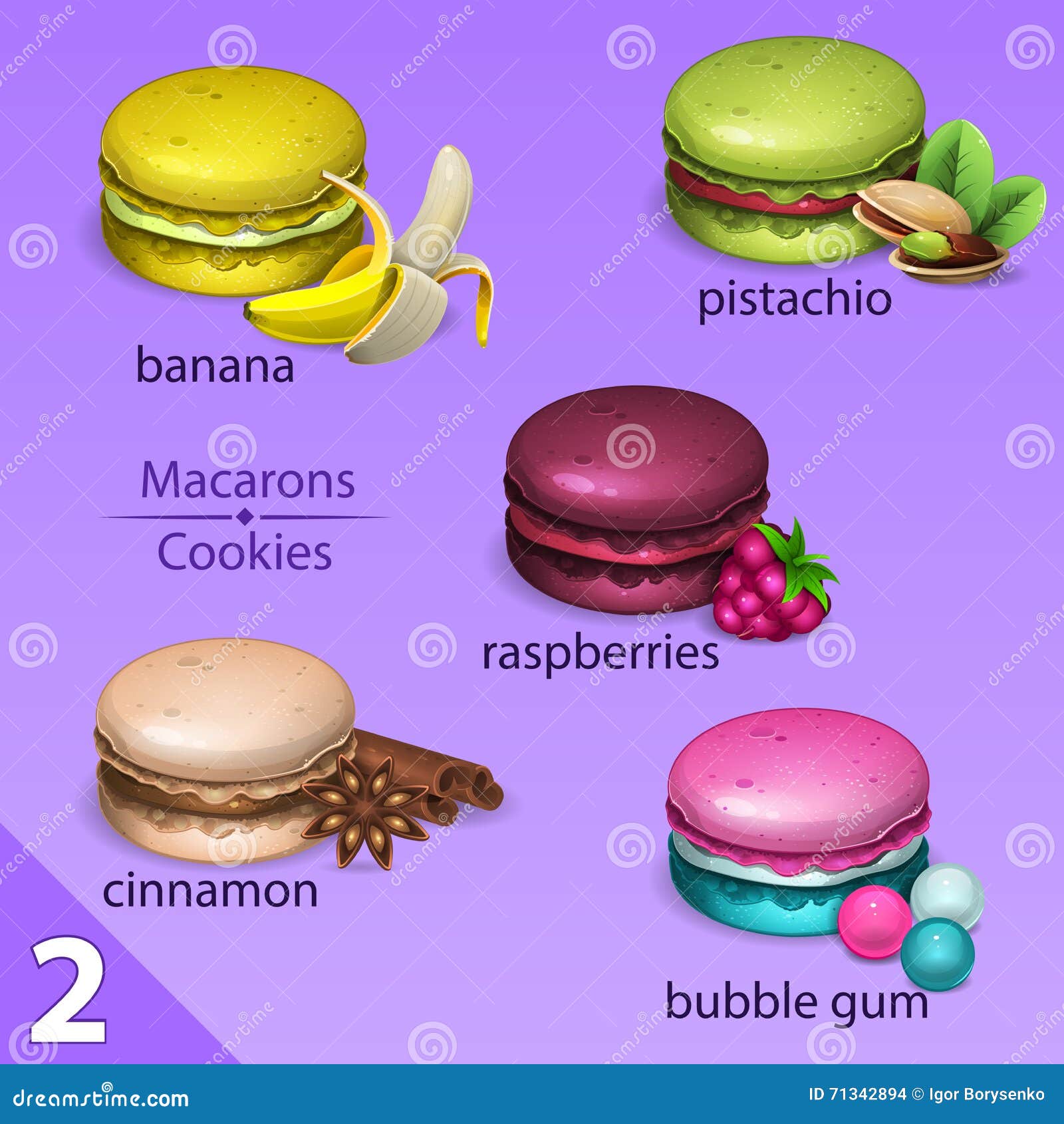 Macaroons Set with Tastes 2 Stock Vector - Illustration of sweet ...