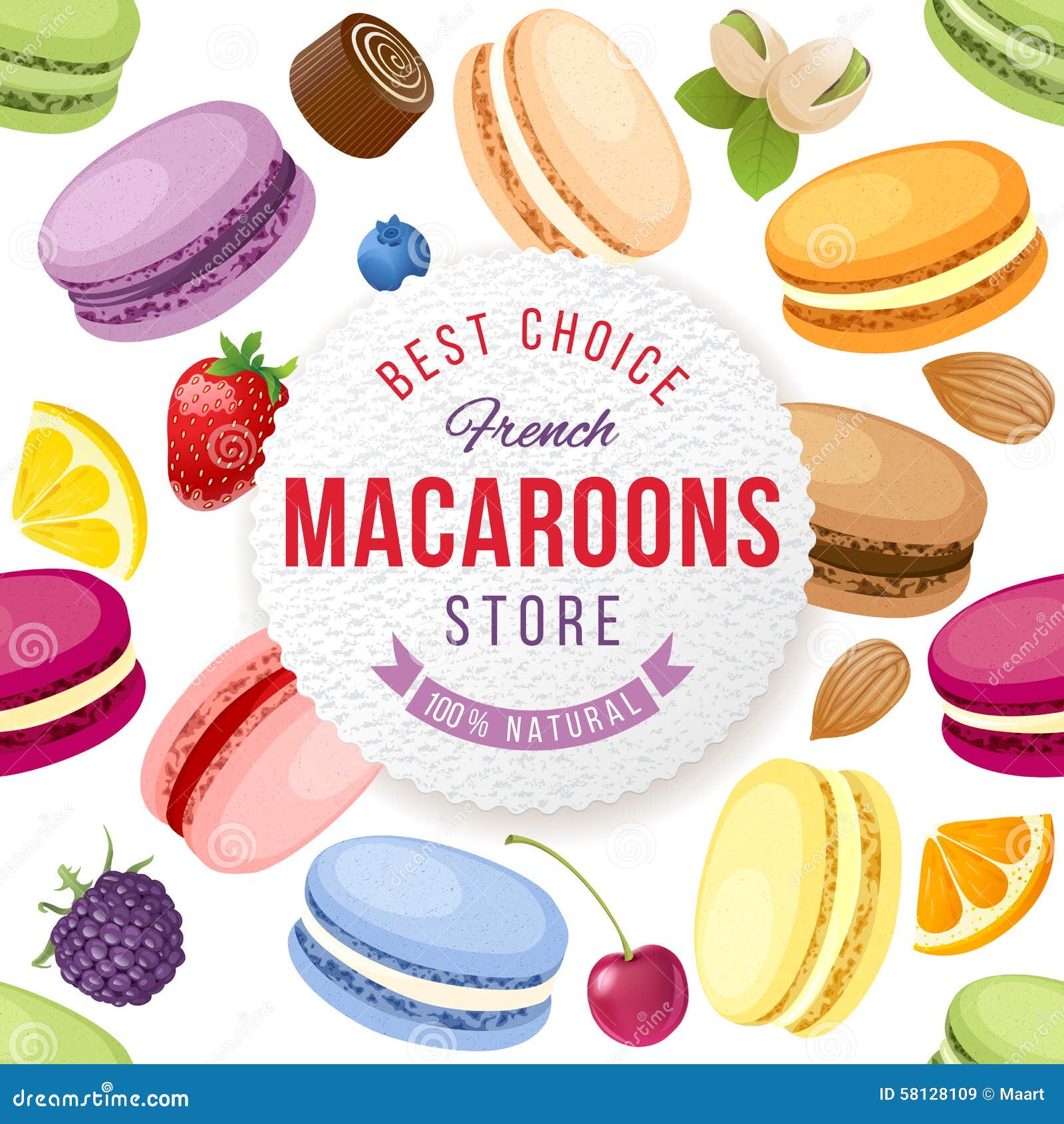 Macaroons store emblem stock vector. Illustration of flavor - 58128109