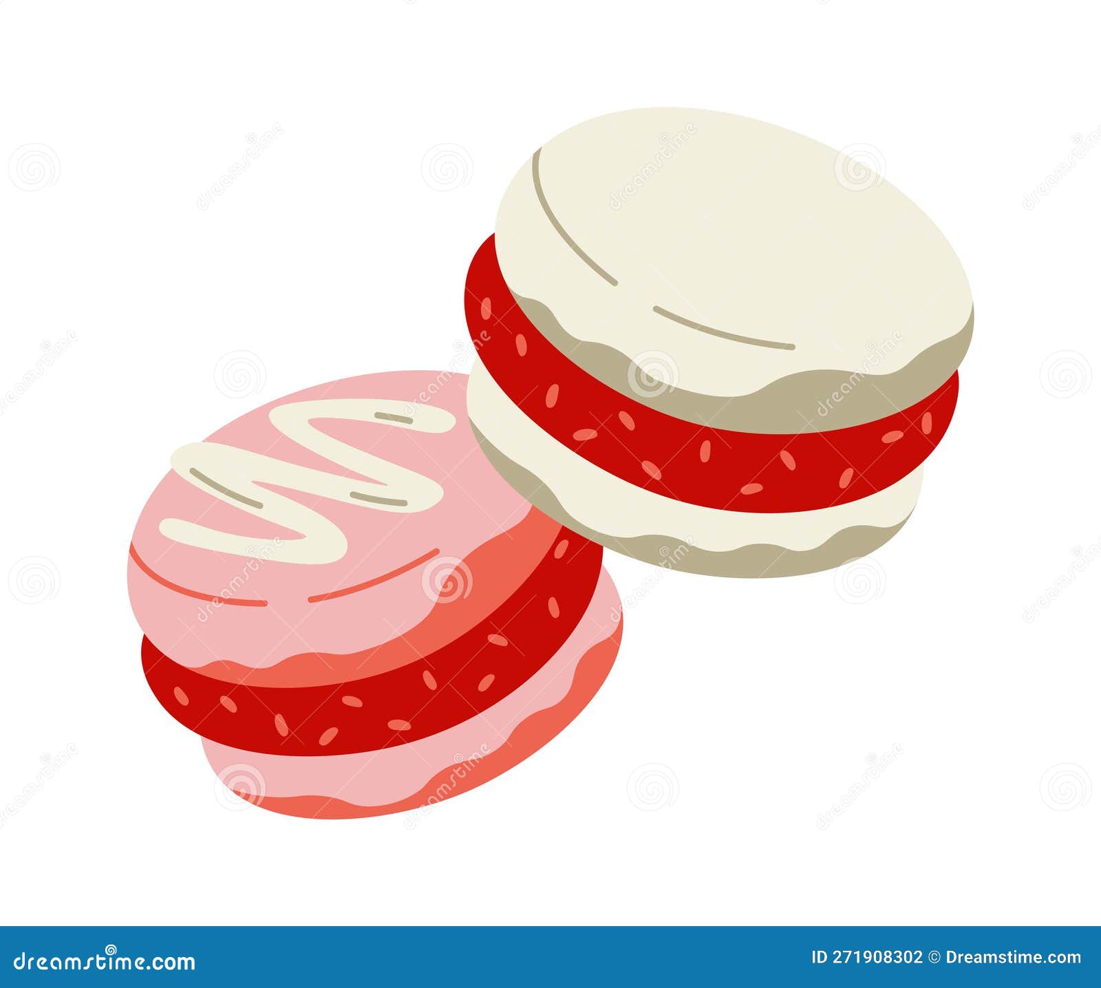 Macaroons with Strawberry Jam Flat Illustration Sweet Dessert Stock ...