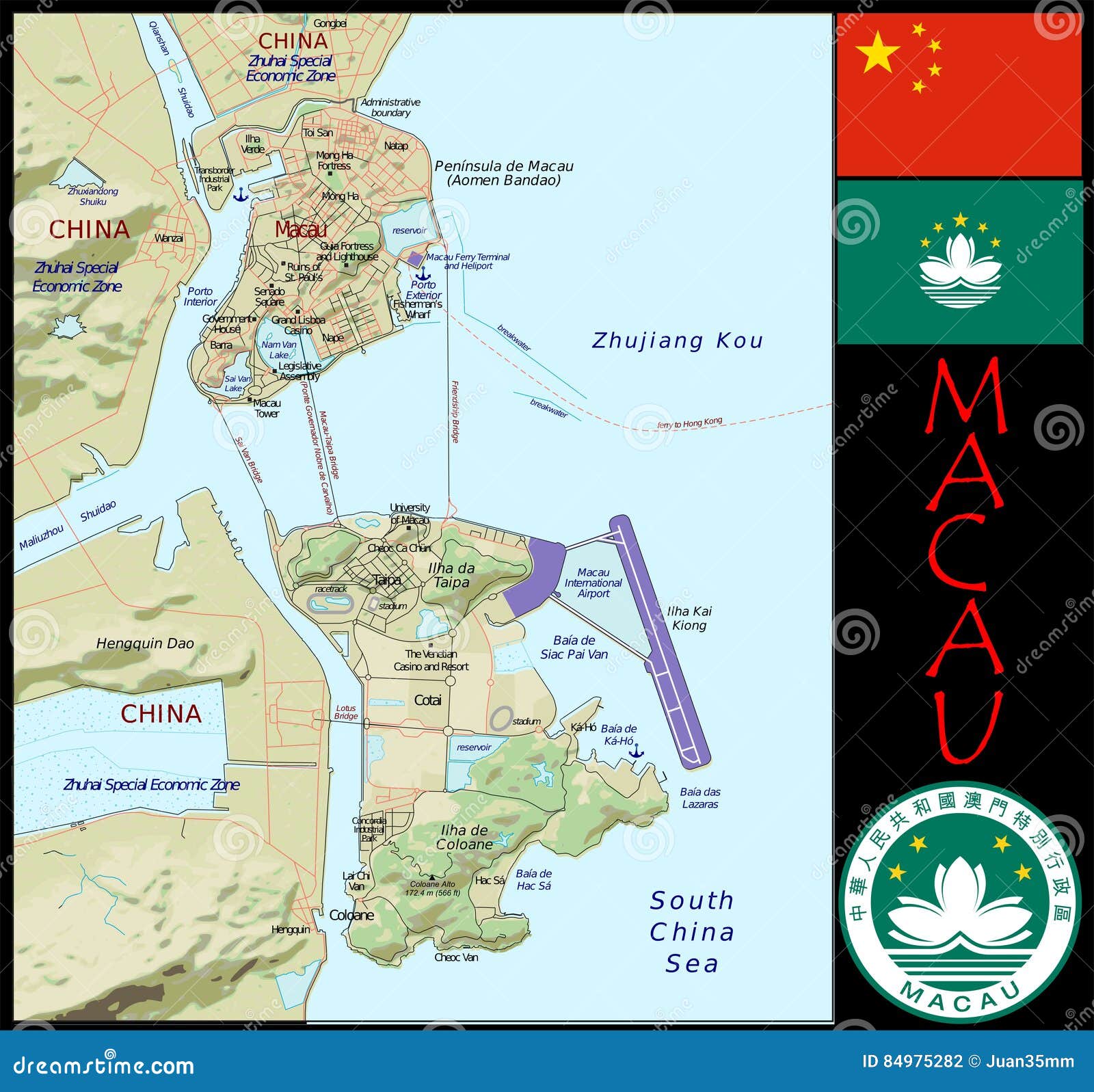 Macau Administrative Divisions Stock Illustration - Illustration of ...