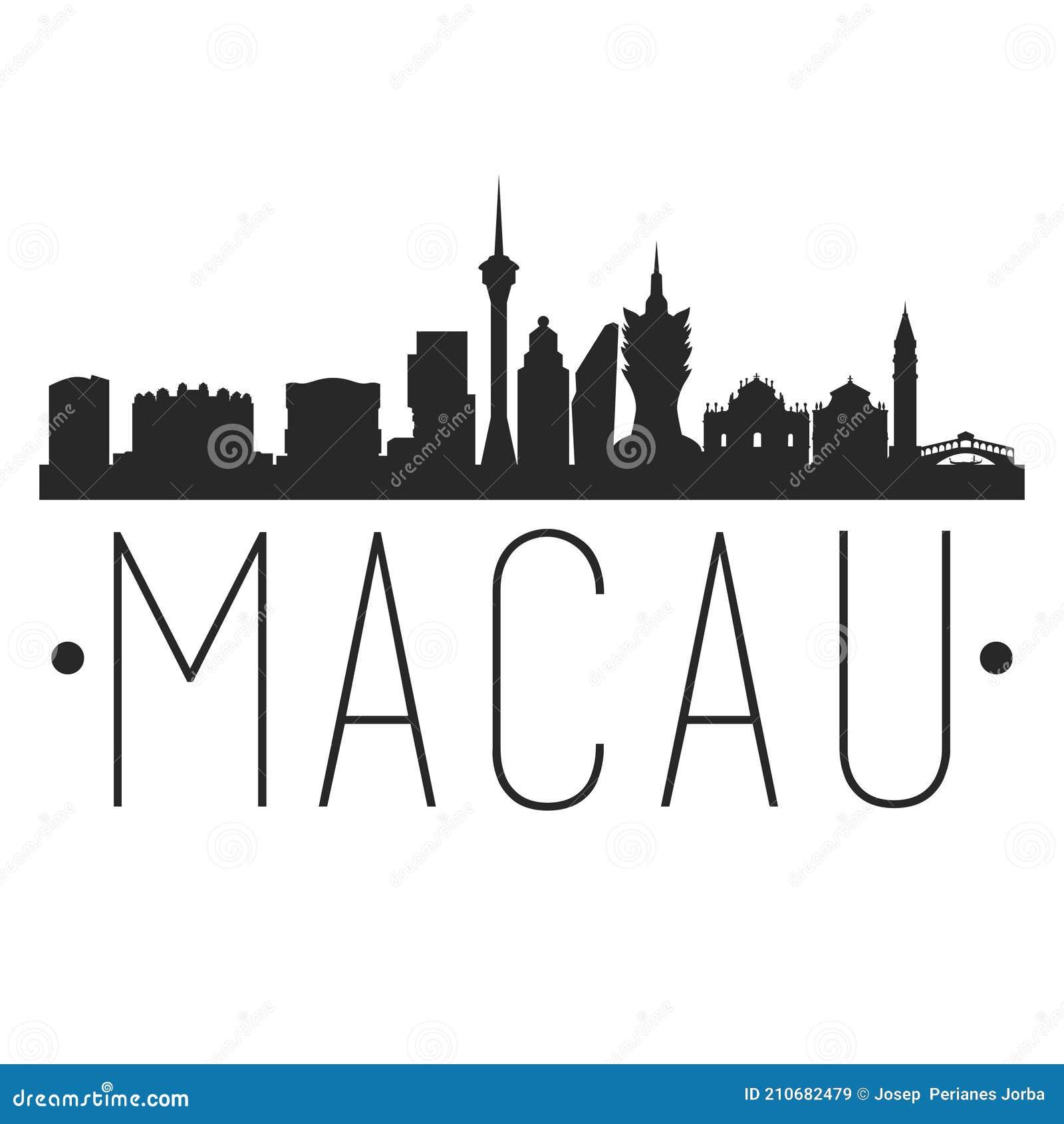 Macau China. City Skyline. Silhouette City. Design Vector. Famous ...