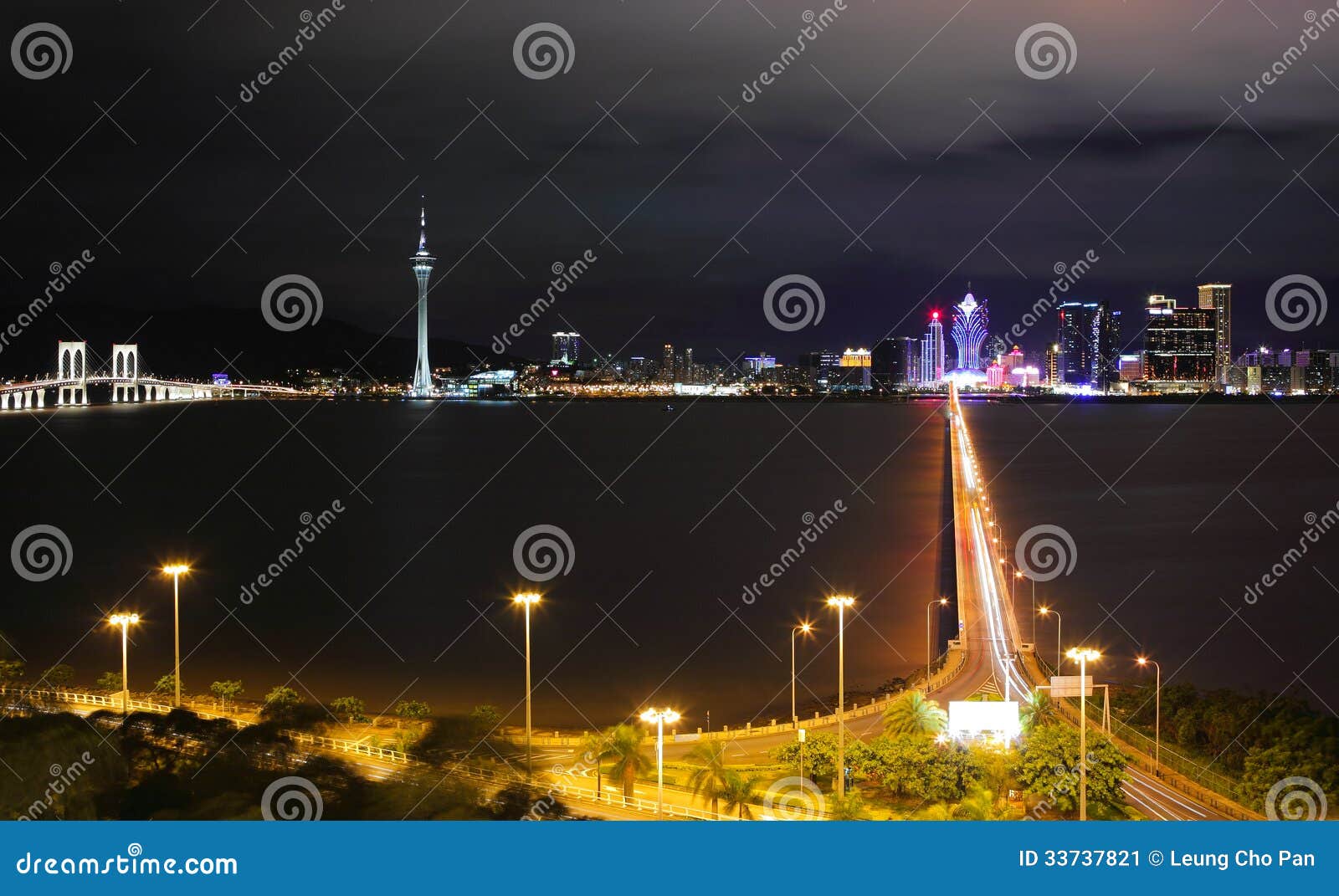 Macau city at night stock image. Image of road, cityscape - 33737821