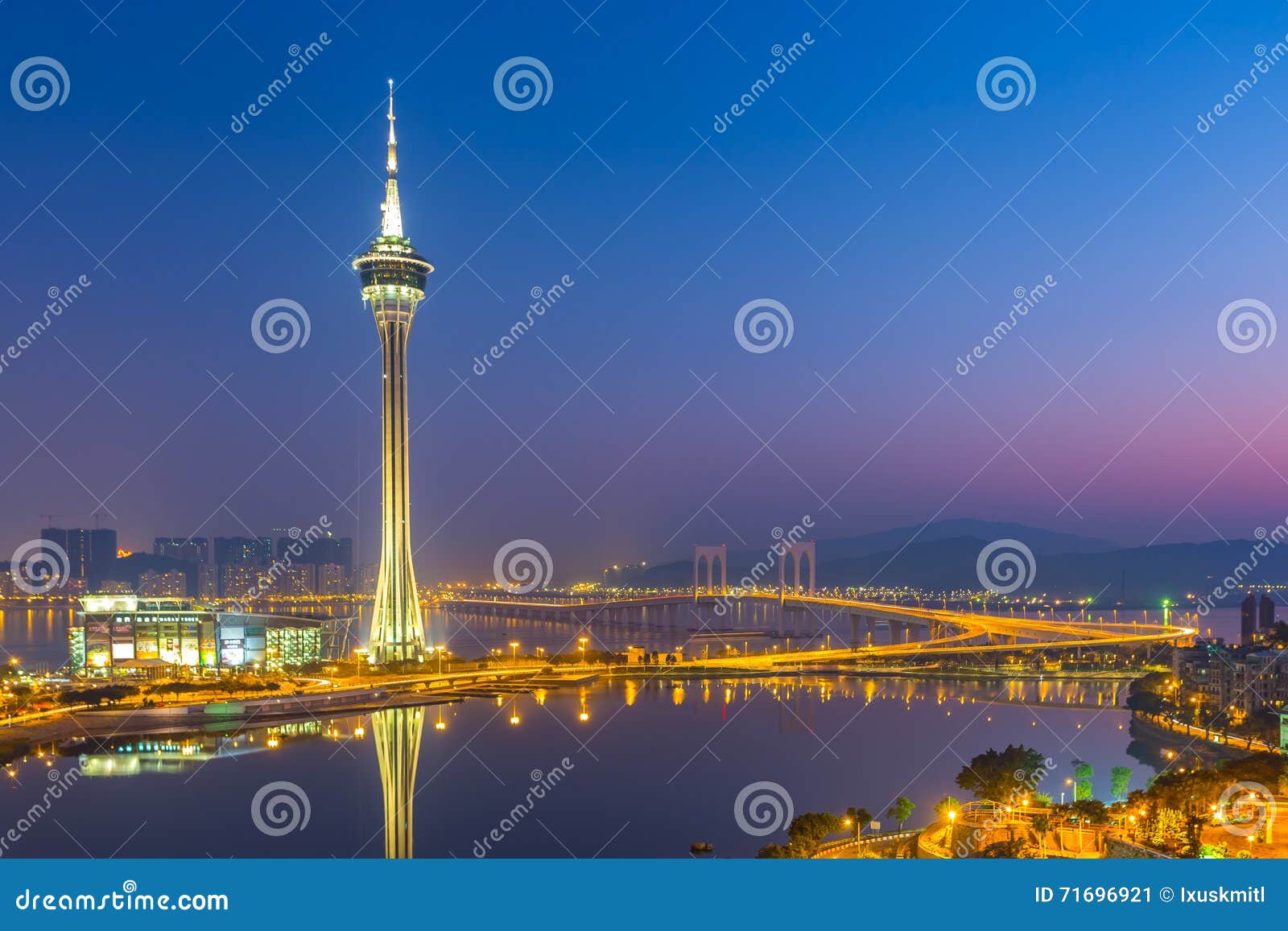 Macau City Skyline at Night in China Stock Image - Image of sunset ...