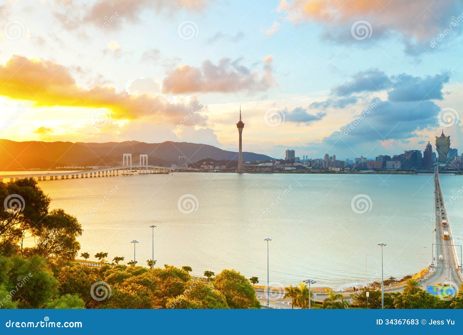 Macau city at sunset stock image. Image of china, clouds - 34367683