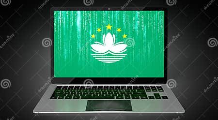 Macau - Country Flag and Binary Code on Laptop Screen Stock ...