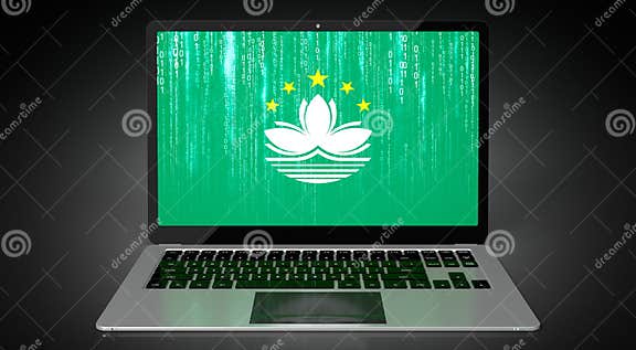 Macau - Country Flag and Binary Code on Laptop Screen Stock ...