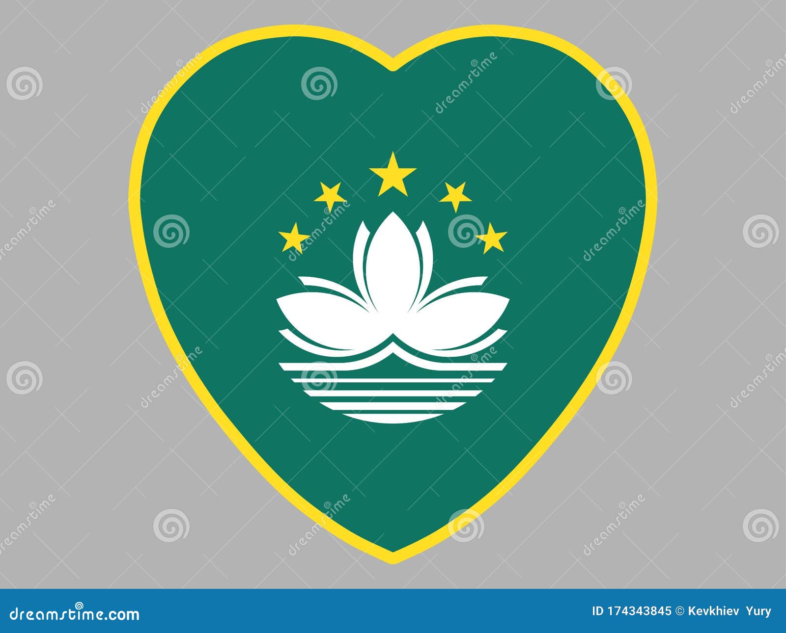 Macau Heart Flag. Macao Love Shape Country Nation National Flag ...