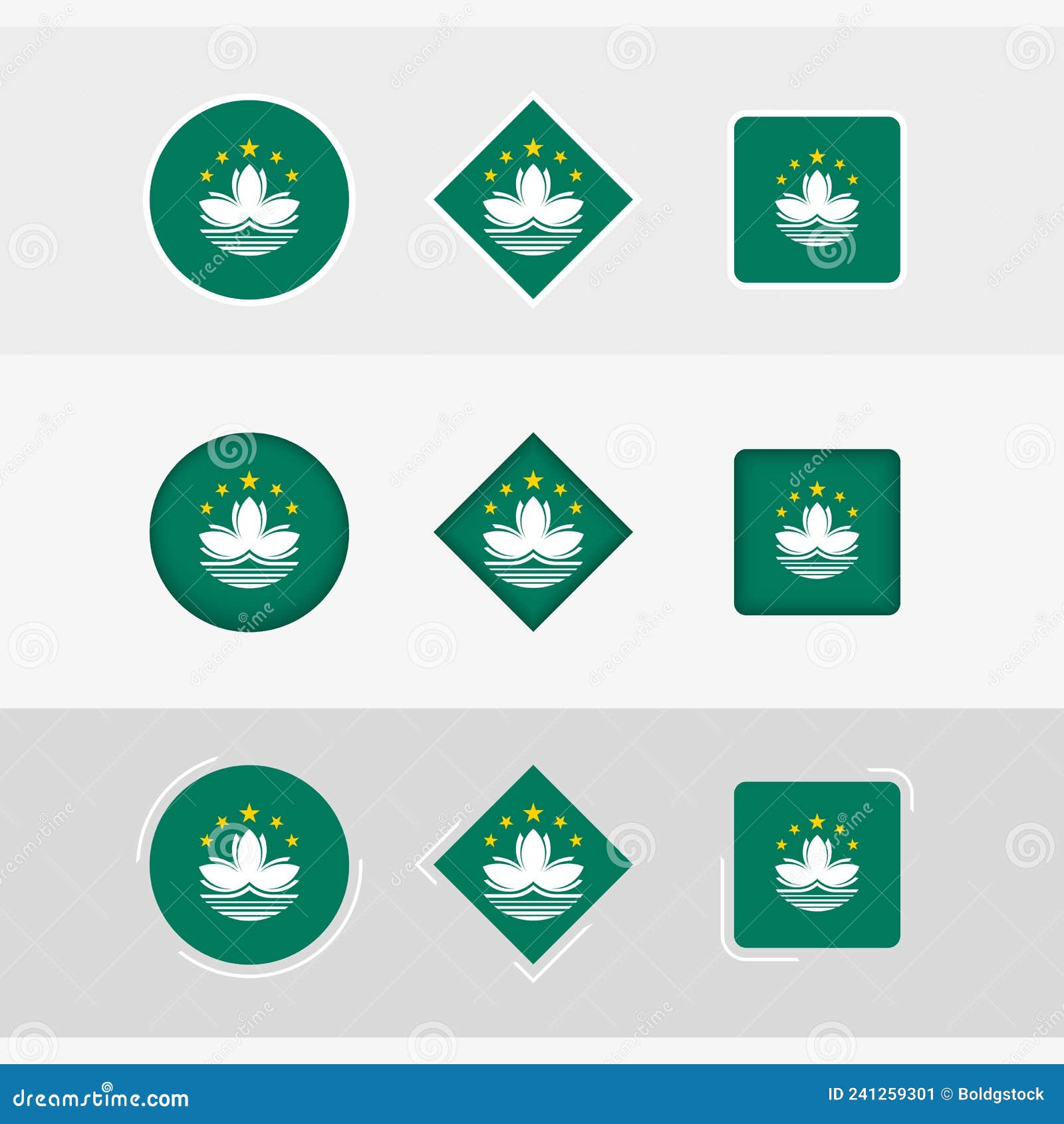 Macau Flag Icons Set, Vector Flag of Macau Stock Vector - Illustration ...