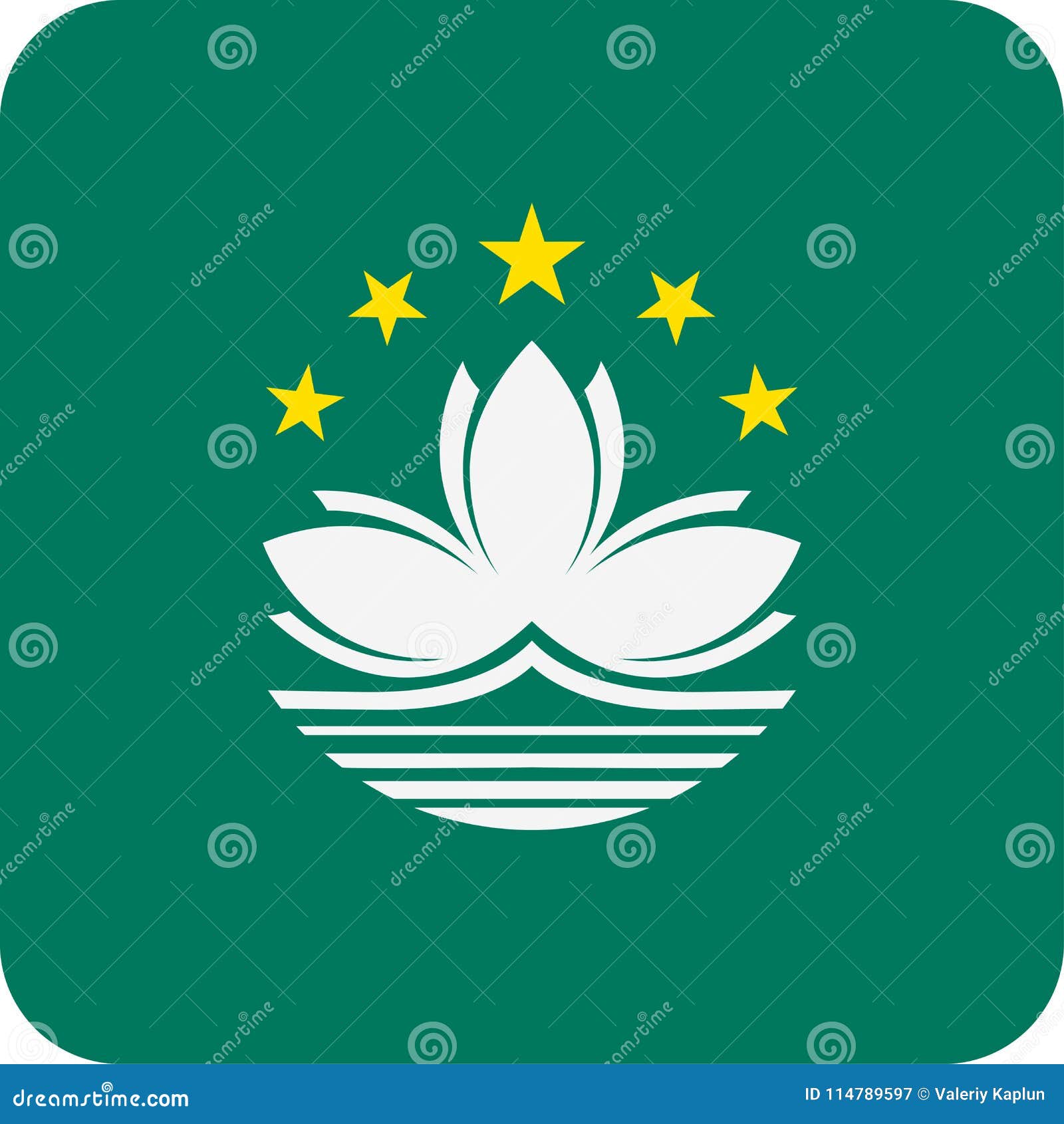 Macau Flag Vector Square Flat Icon Stock Illustration - Illustration of ...