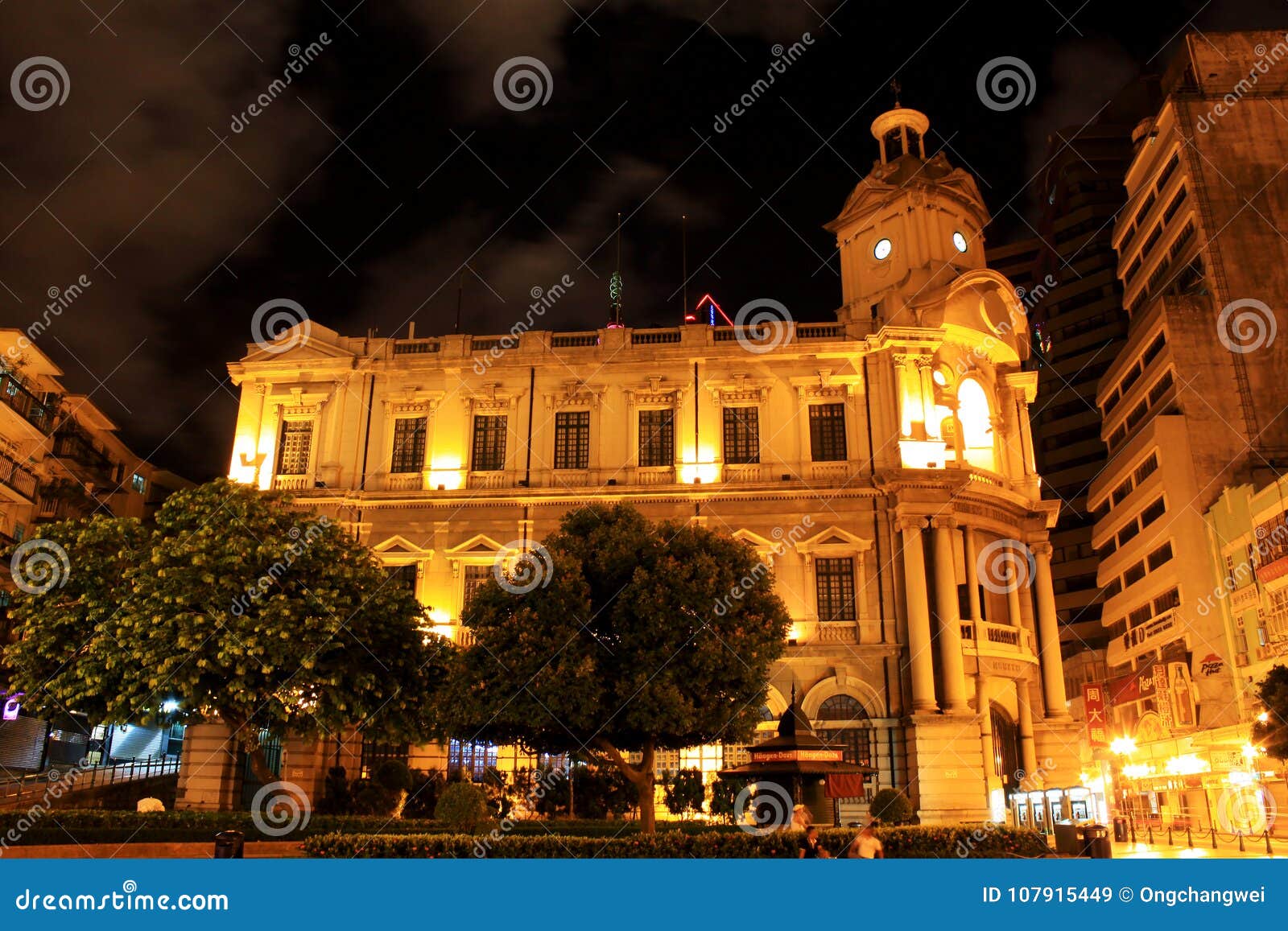 Macau General Post Office at Night, Macau, China Editorial Stock Image ...