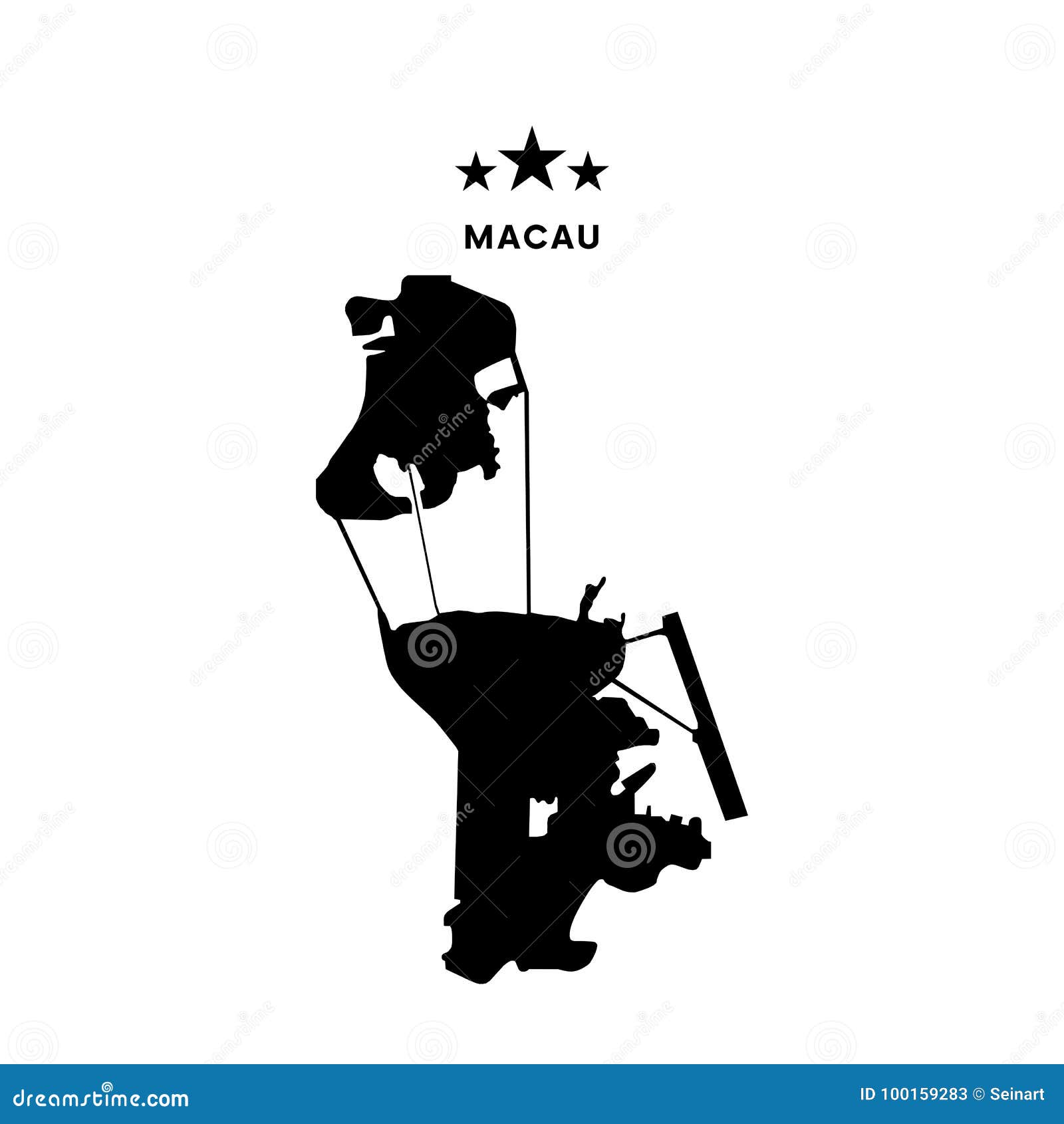 Macau Map. Stars and Text. Vector Illustration. Stock Vector ...