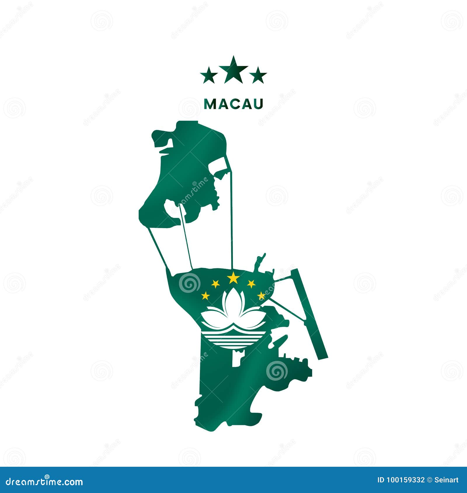Macau National Flag Waving Isolated On White Background Realistic 3d ...