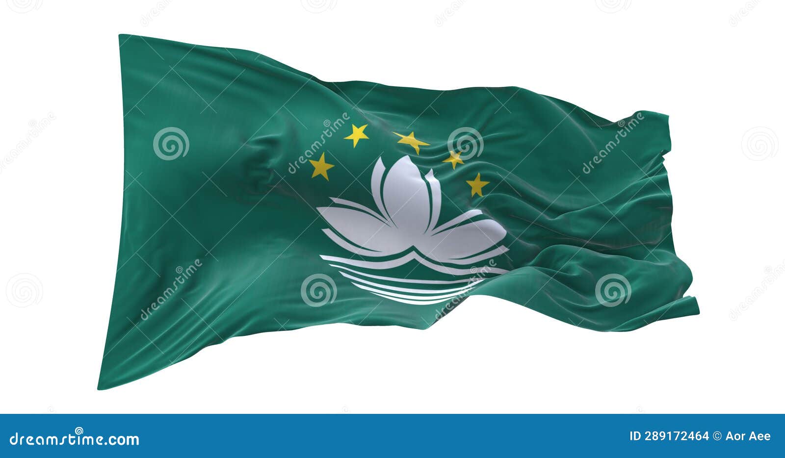 Macau National Flag Waving Isolated on White Background. Stock ...