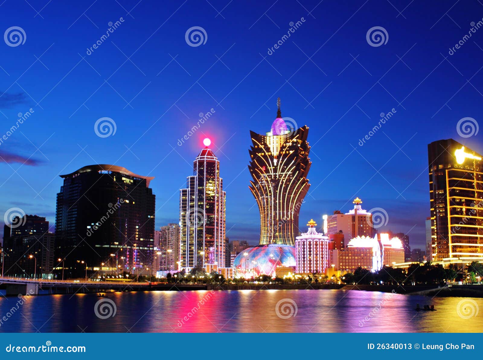 Macau at night stock image. Image of lake, night, horizon - 26340013