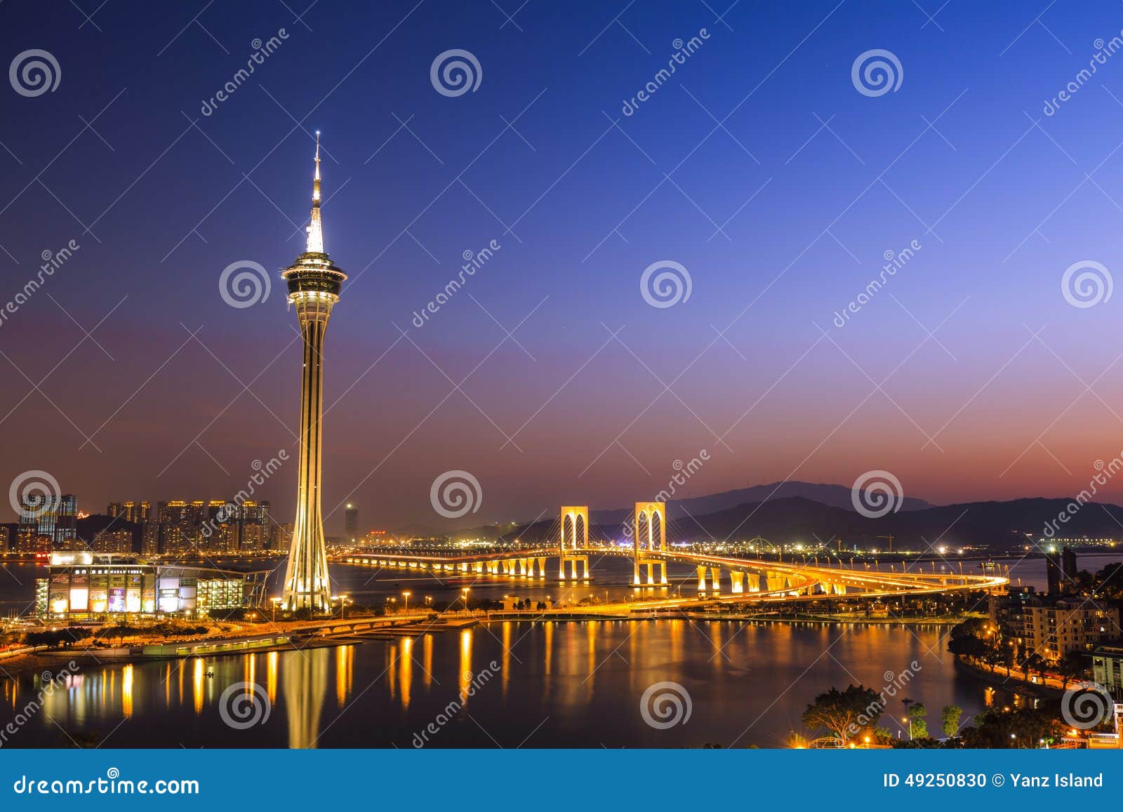 Macau at night stock photo. Image of colony, blue, convention - 49250830