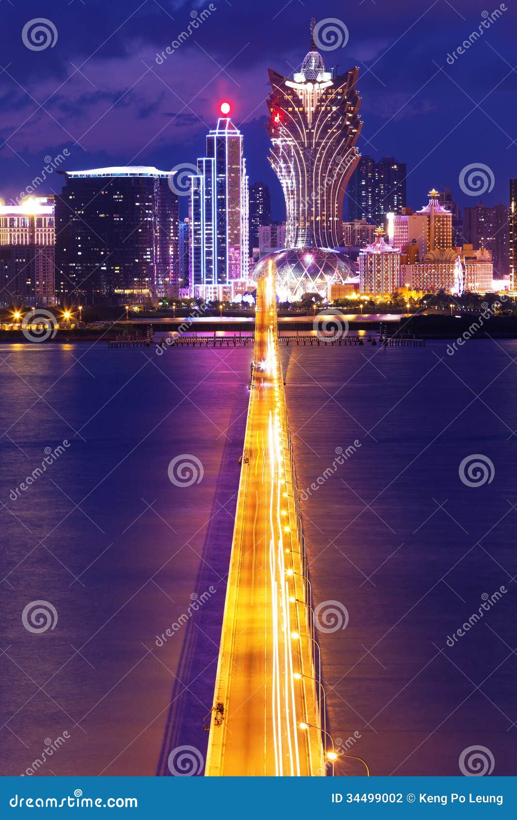 Macau at night stock photo. Image of landscape, lights - 34499002
