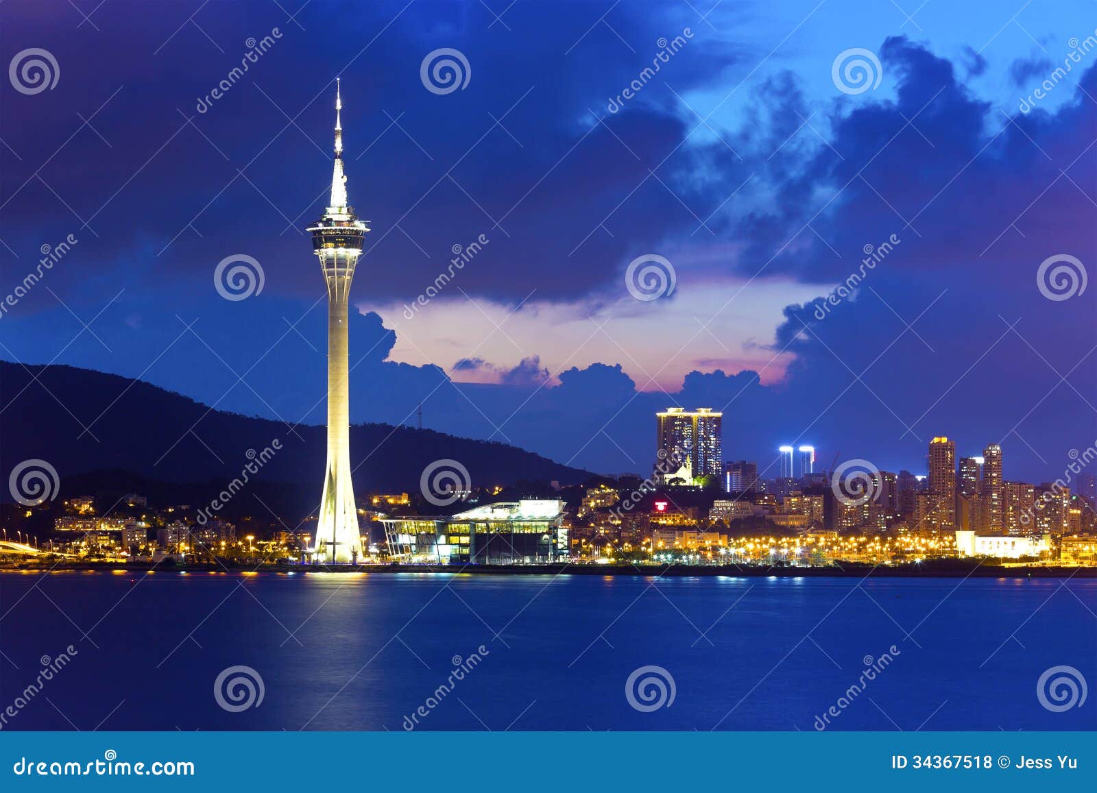 Macau at Night with Modern Buildings Background Stock Photo - Image of ...