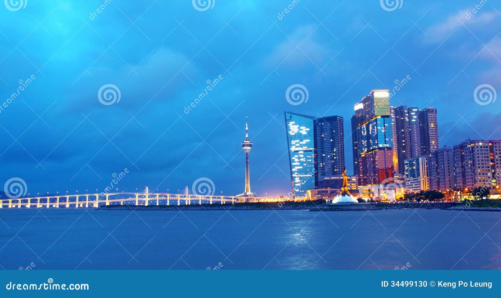 Macau at night stock photo. Image of landmark, cloudy - 34499130