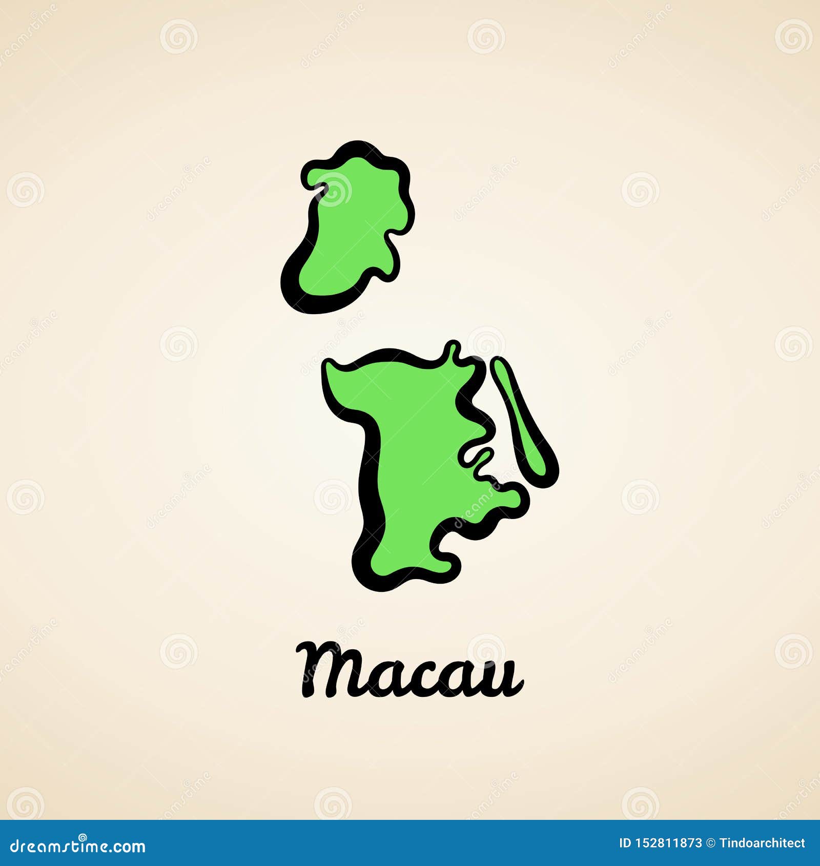 Macau - Outline Map On Gradient Background Cartoon Vector ...