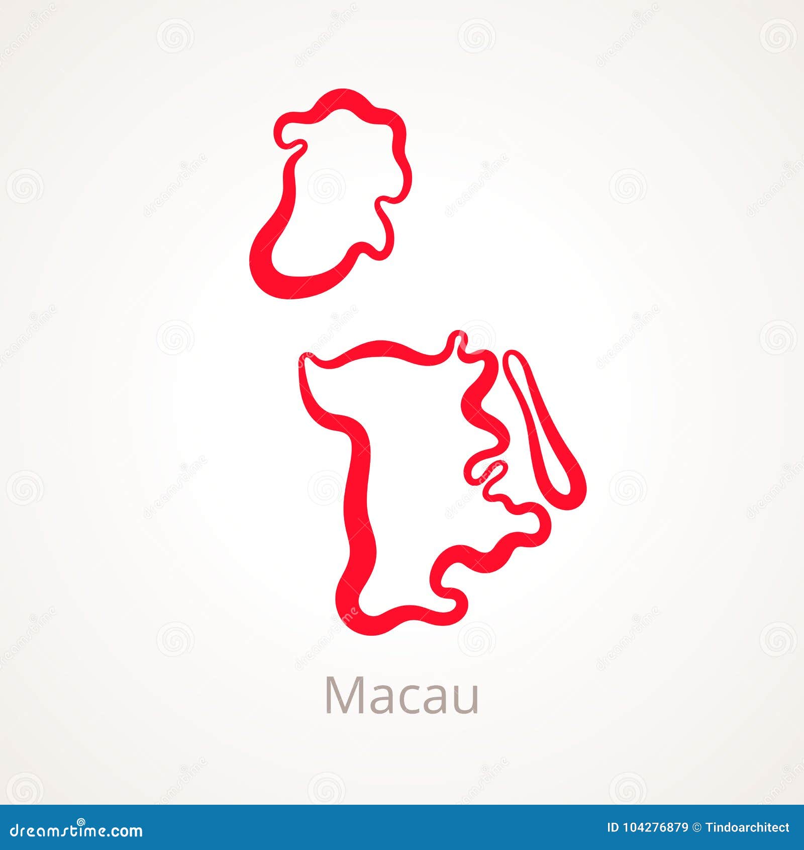 Macau Outline Map State Shape Country Borders Vector Illustration ...
