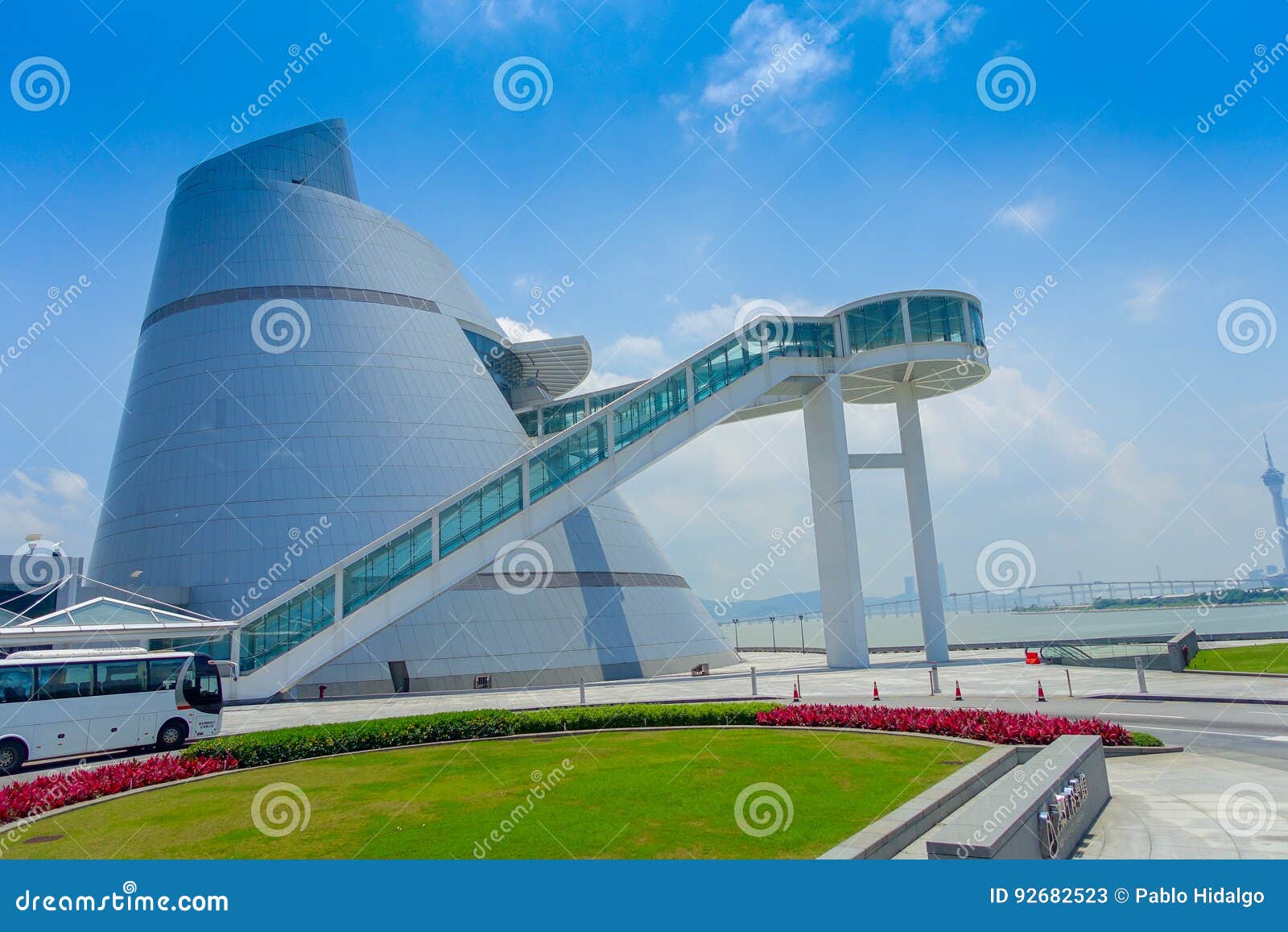 Macau Science Center, a Distinctive, Asymmetrical, Conical Shape ...