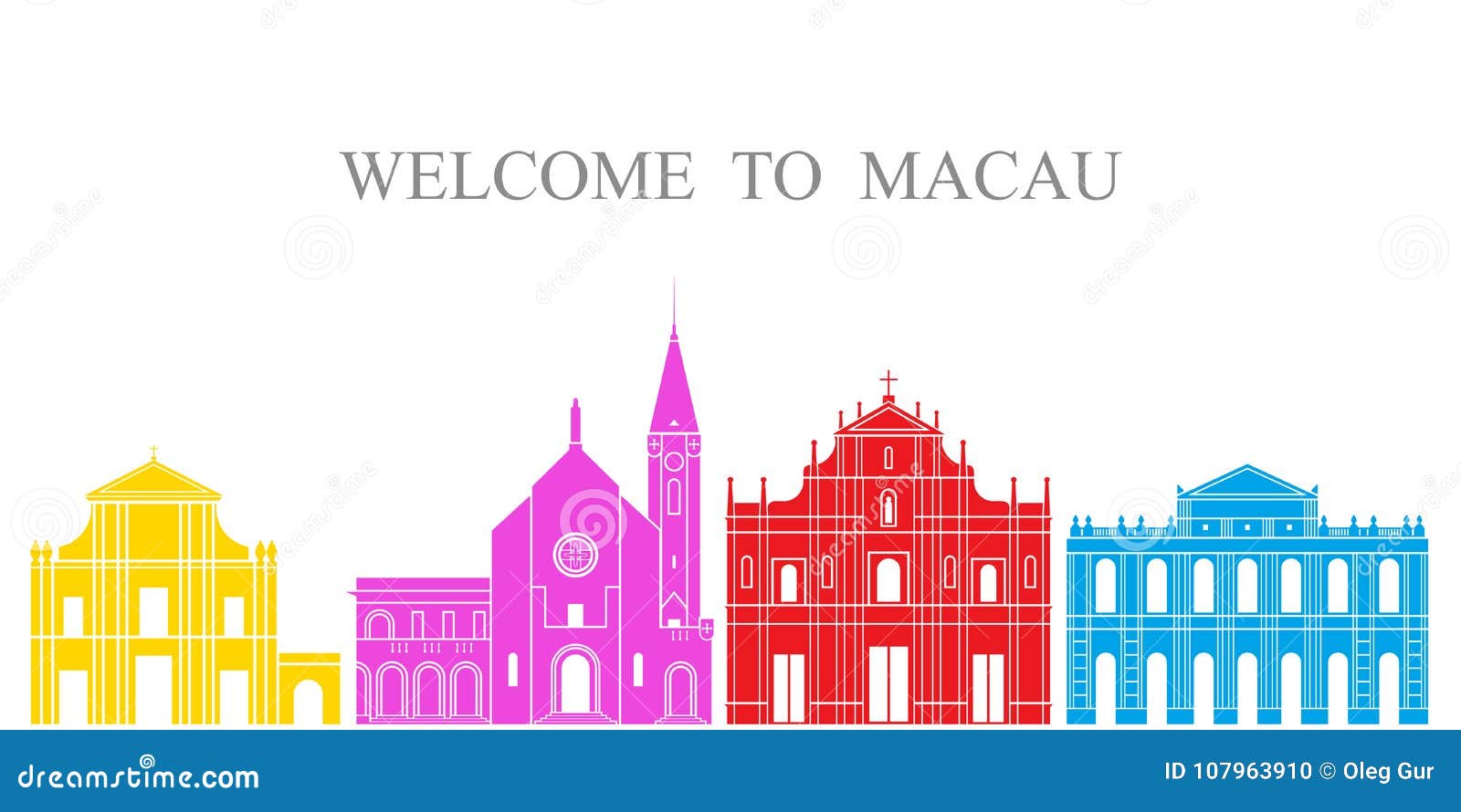 Macau Set. Isolated Macau Architecture on White Background Stock Vector ...