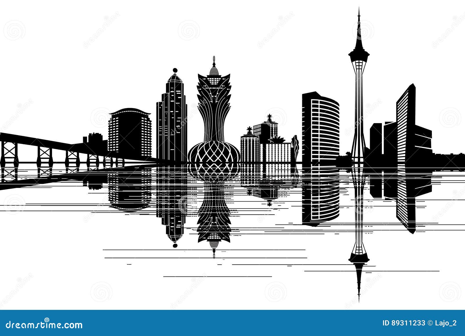 Macau skyline stock vector. Illustration of asia, macau - 89311233