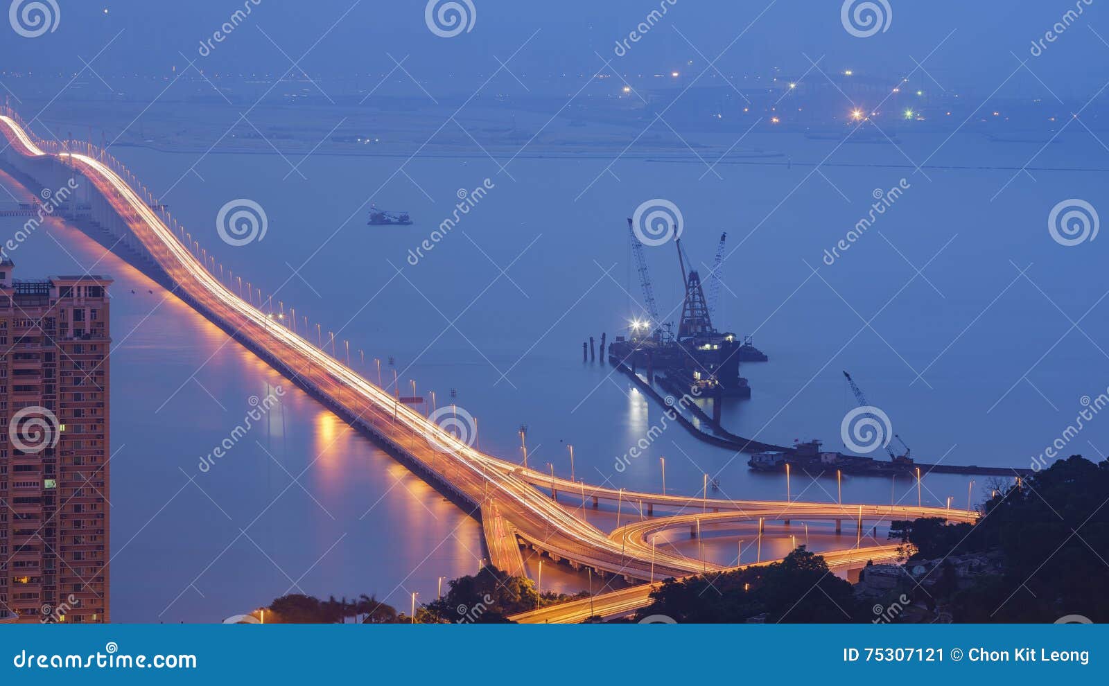 The Macau-Taipa Bridge Aerial View Stock Image - Image of aerial ...
