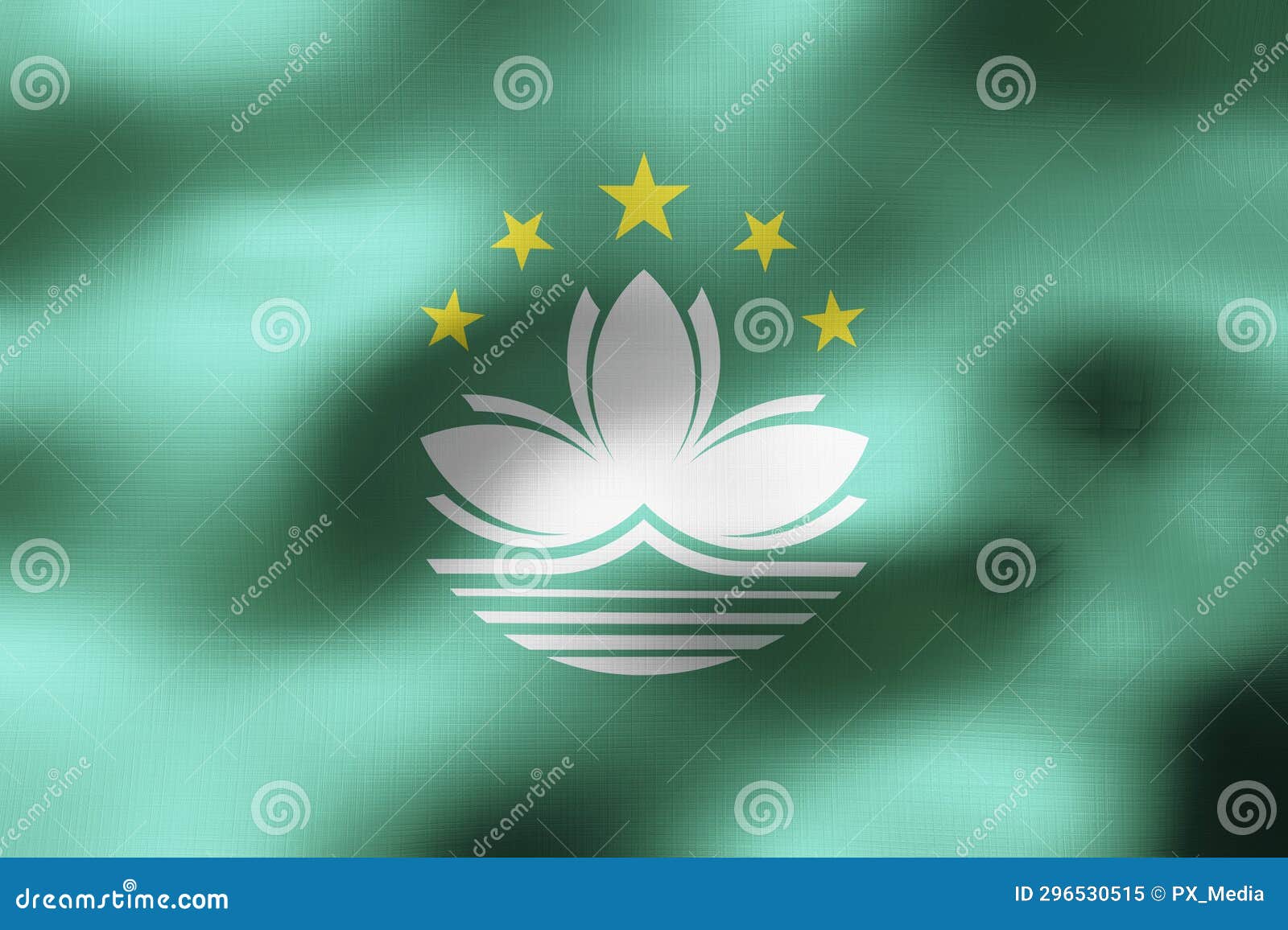 Macau - Textile Flag - 3d Illustration Stock Illustration ...