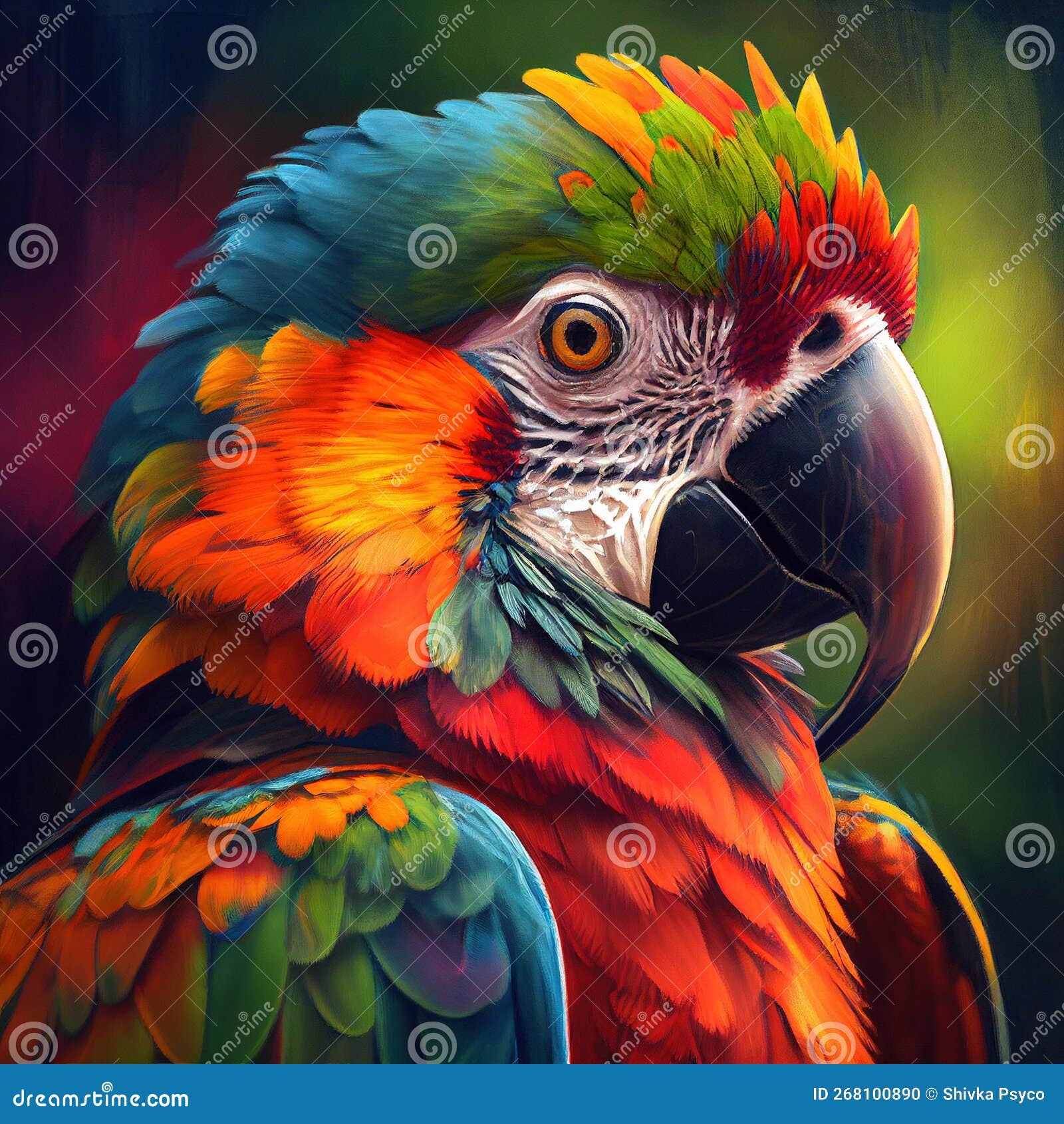 Macaw Bird Close Up Face Image with Red and Blue Smoke Stock Photo ...