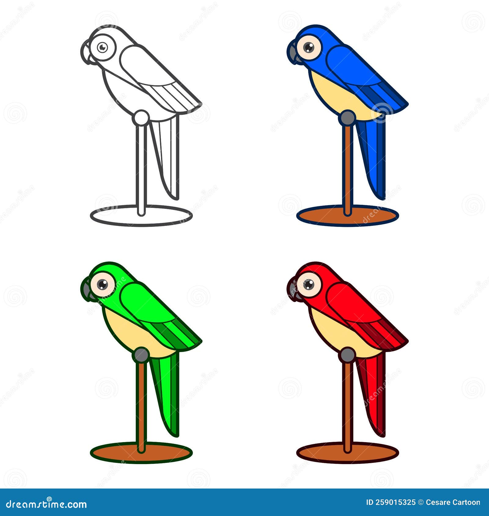 Macaw icon set stock vector. Illustration of flat, vector - 259015325