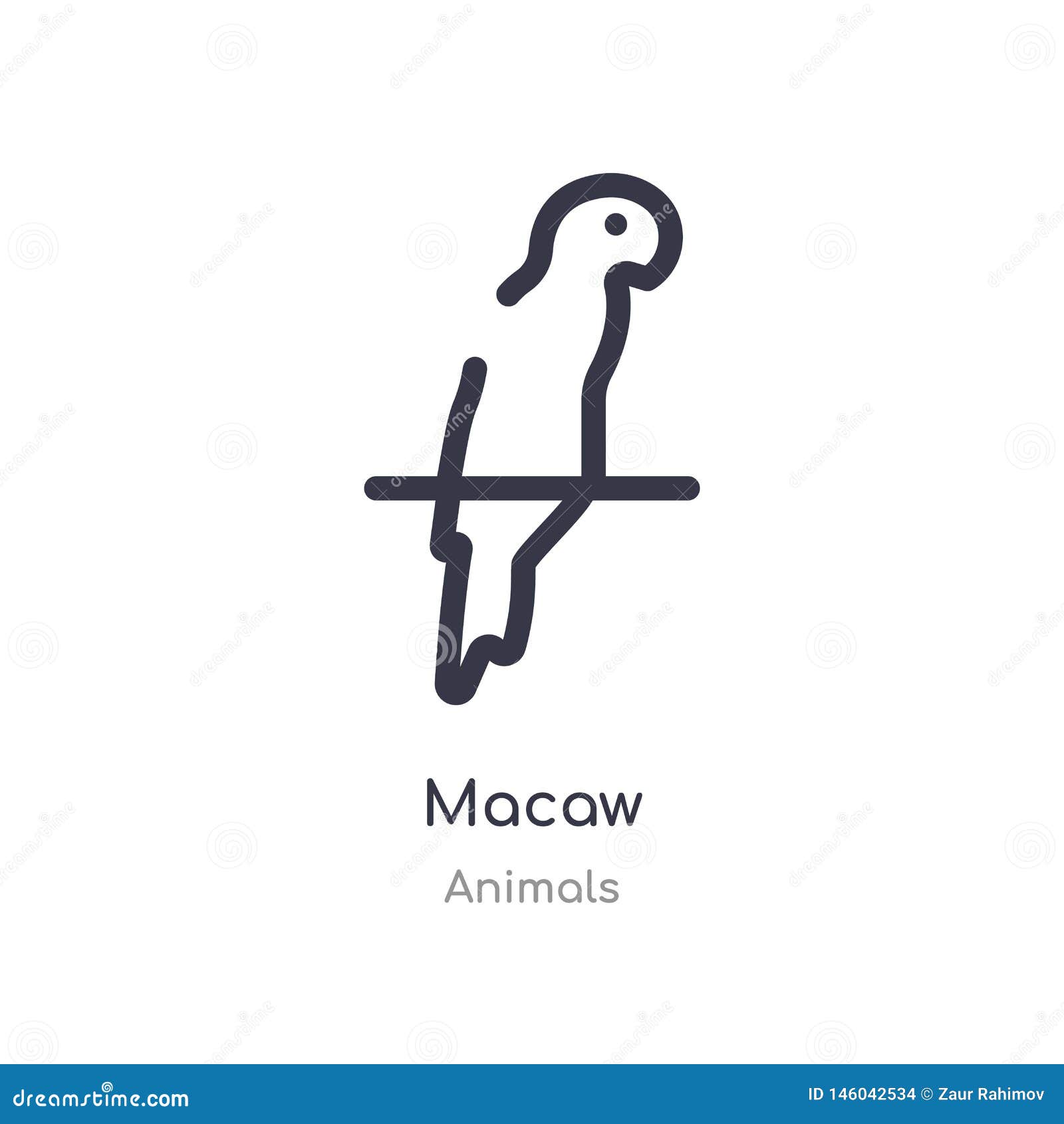 Macaw Outline Icon. Isolated Line Vector Illustration from Animals ...