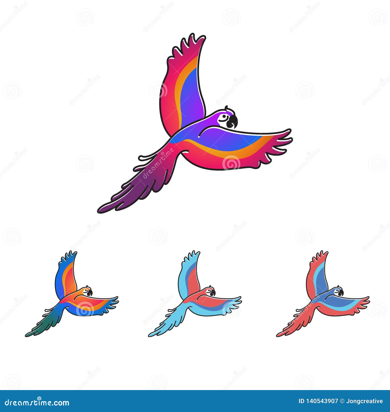 Macaw Parrot Bird Flying Colorful Vector Illustration Stock Vector ...