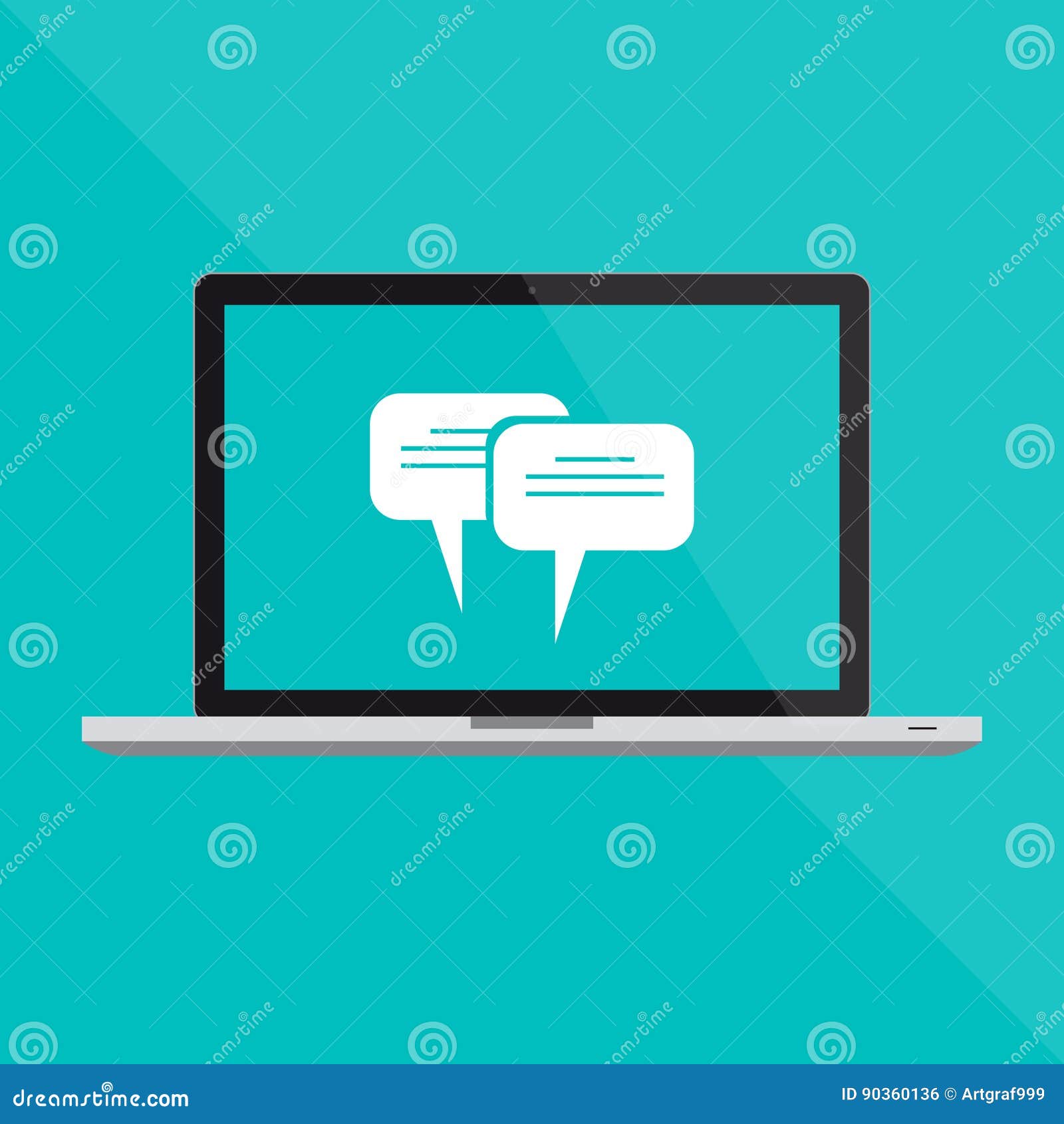 MacBook Pro Flat Laptop and a Chat Message Stock Illustration ...