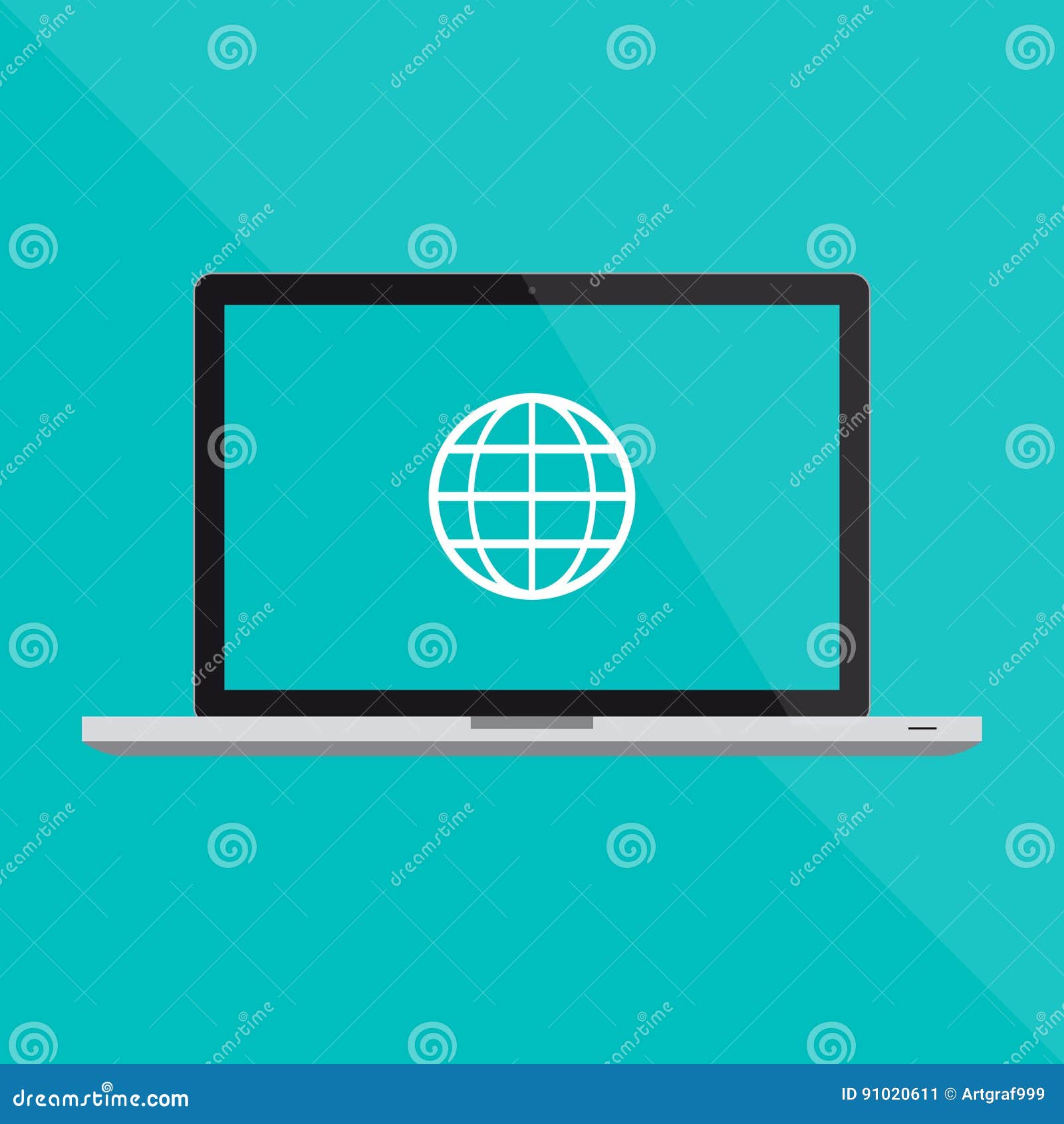 MacBook Pro Flat Laptop and a Internet Stock Illustration ...